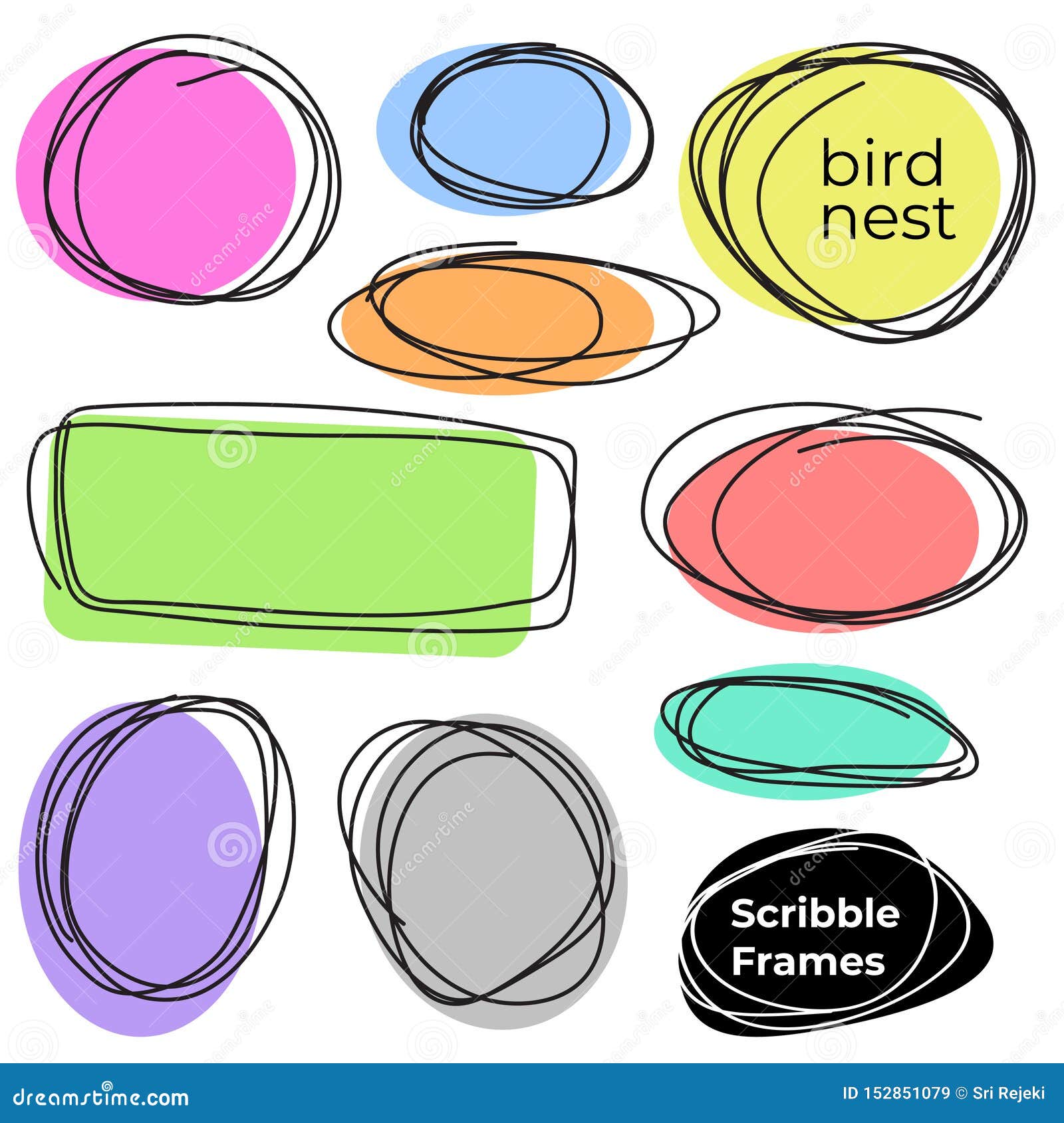 Set of Scribble Frame in Vector Stock Vector - Illustration of grunge ...