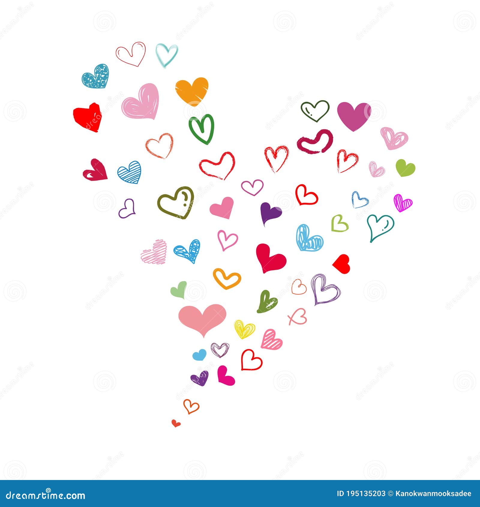 Multi-colored Hearts Scribble Drawing All Together into Heart Shape ...