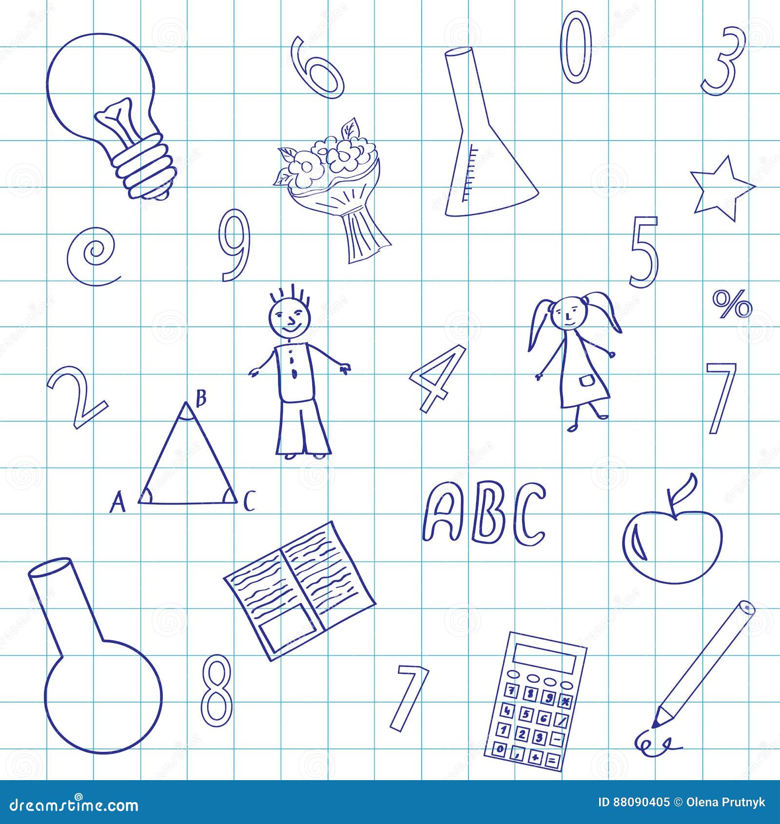 A Set of a Scribble in a School Notebook Stock Vector - Illustration of ...