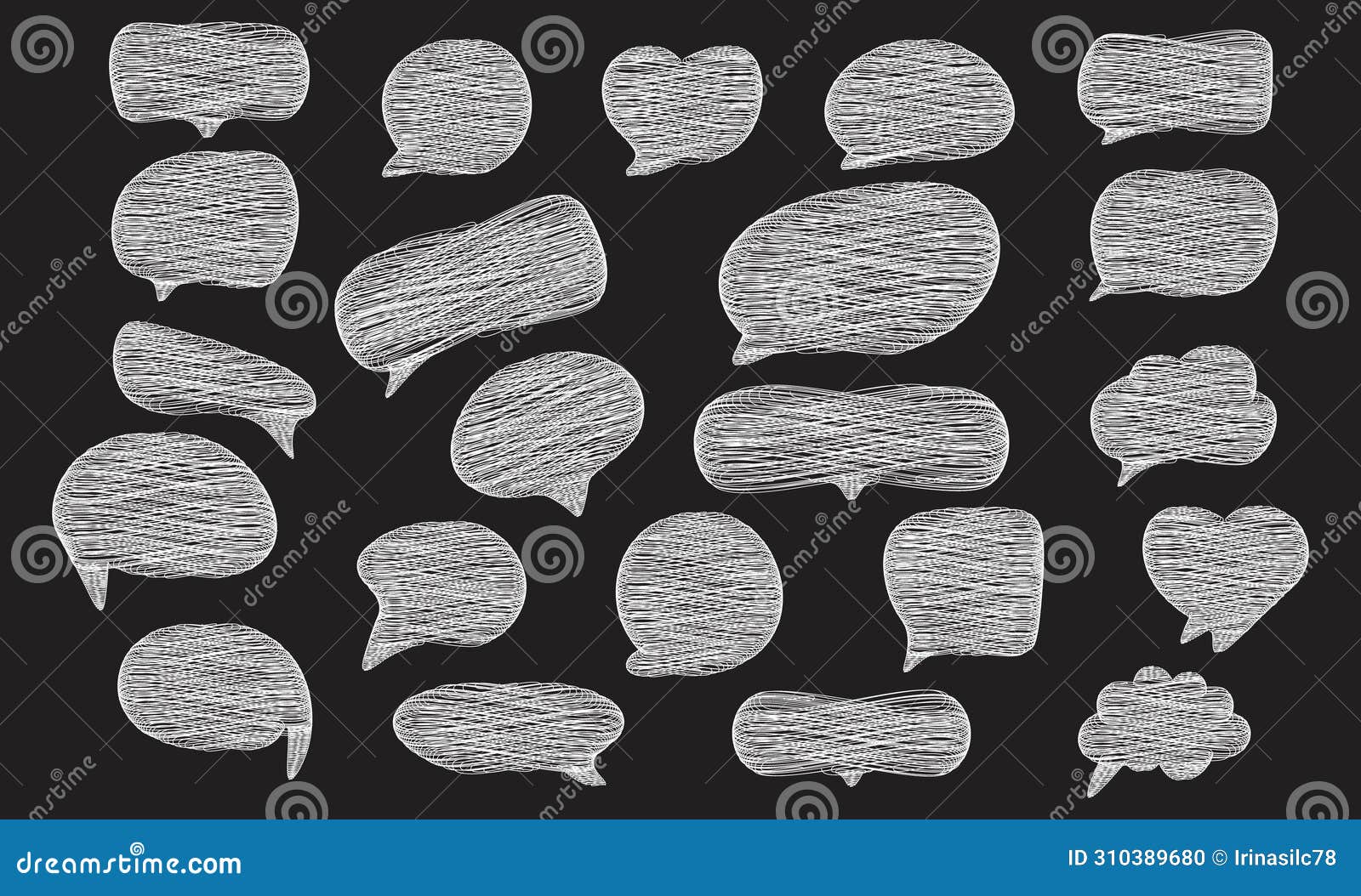 Set of Scribble Speech Bubble Text, Chatting Box, Message Box Design ...