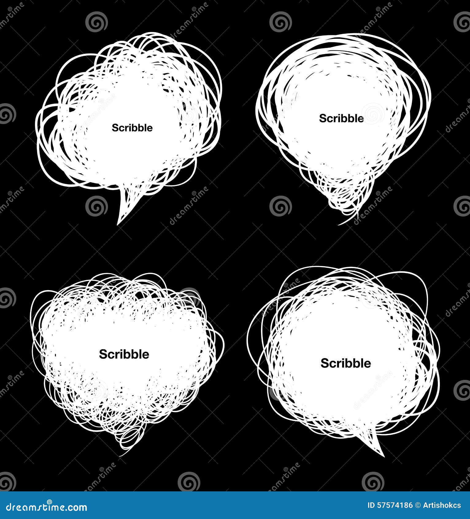 Set of Scribble White Bubbles Stock Vector - Illustration of pencil ...