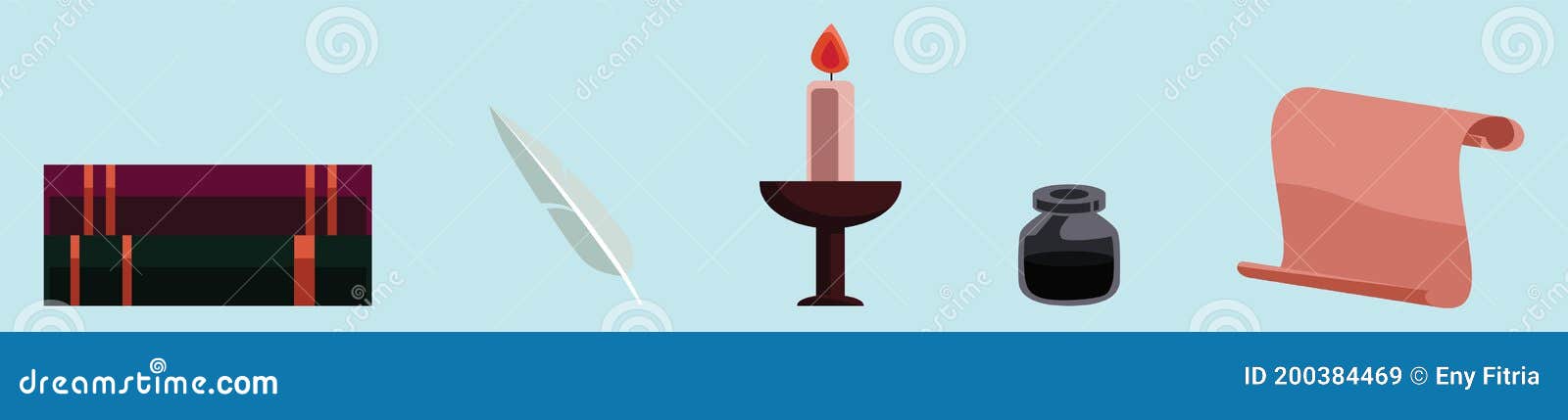 Set of Scribe Cartoon Icon Design Template with Various Models. Vector ...