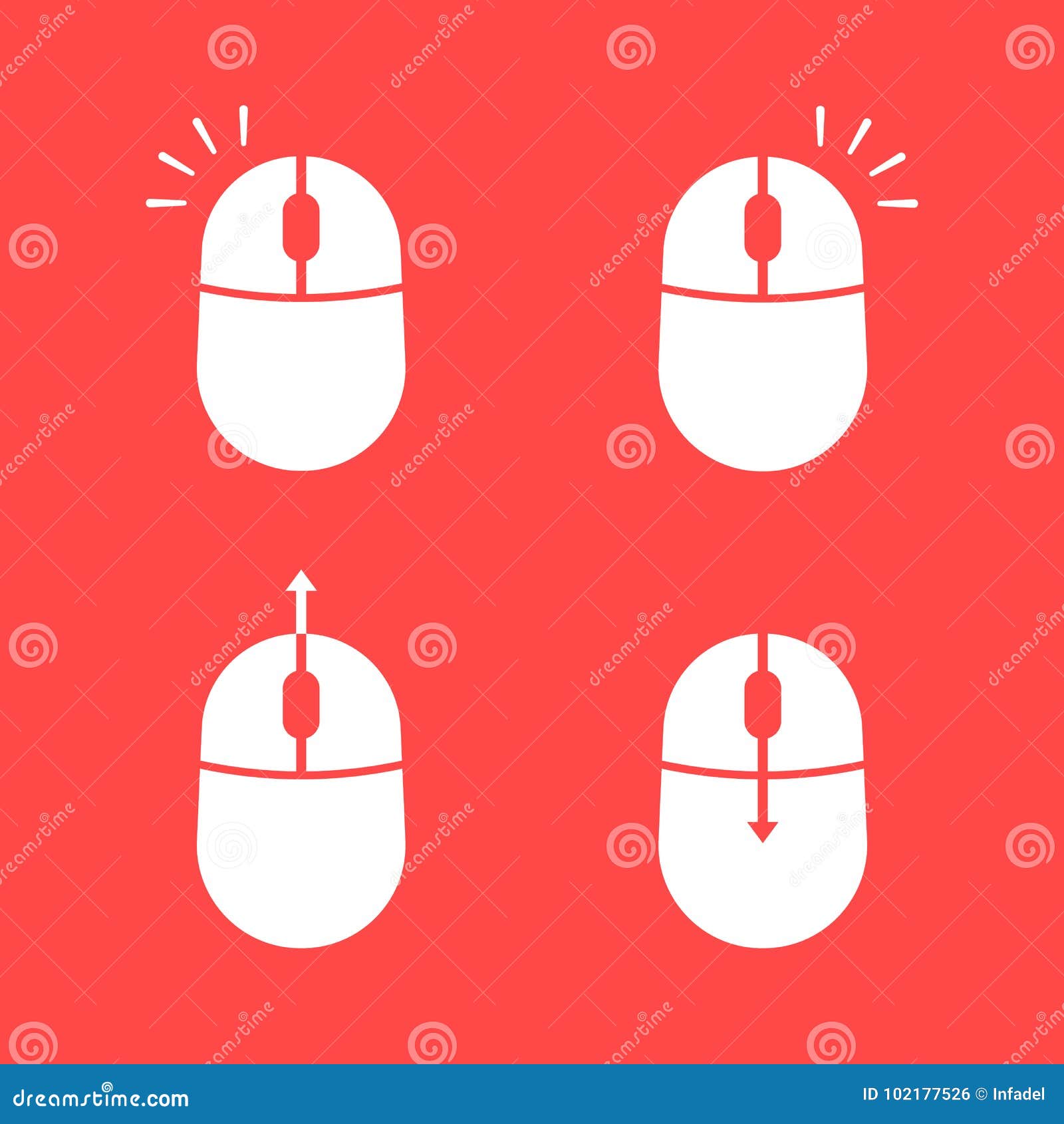 Set of Scroll and Click Computer Mouse Stock Vector - Illustration of ...