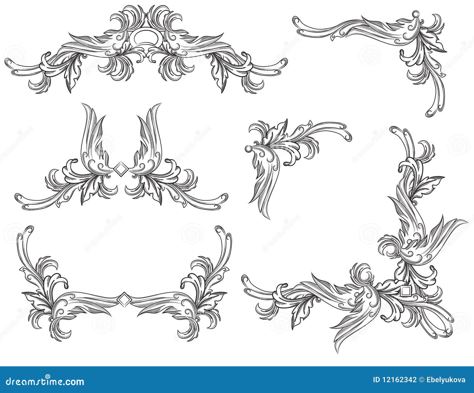 Set of Scroll Design Elements. Stock Vector - Illustration of angle ...