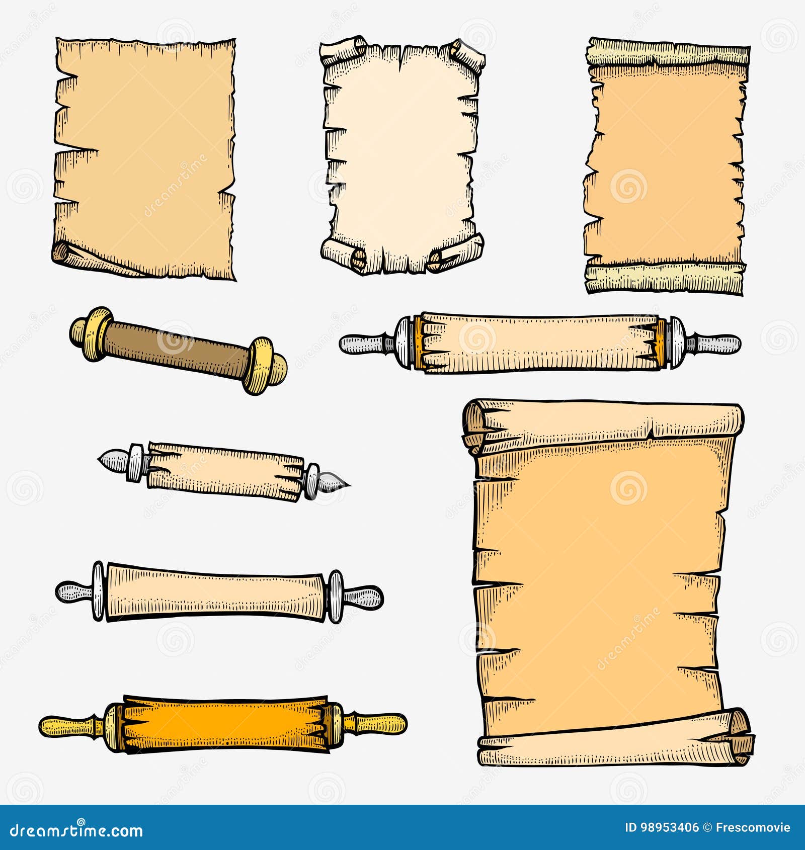 Set Scroll Isolated on White Background Stock Vector - Illustration of ...