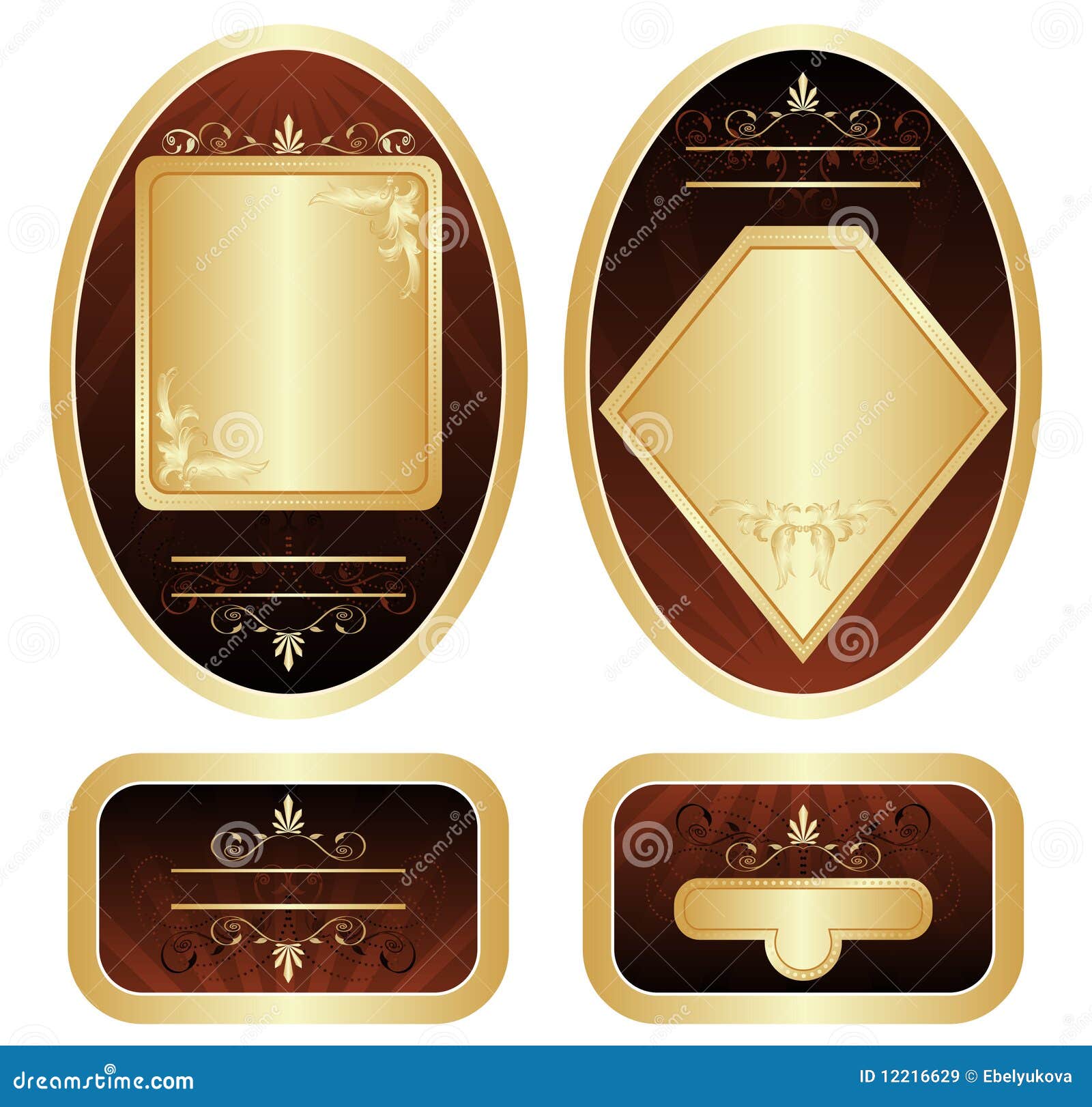 Set of Scroll Ornate Labels. Stock Vector - Illustration of gold ...