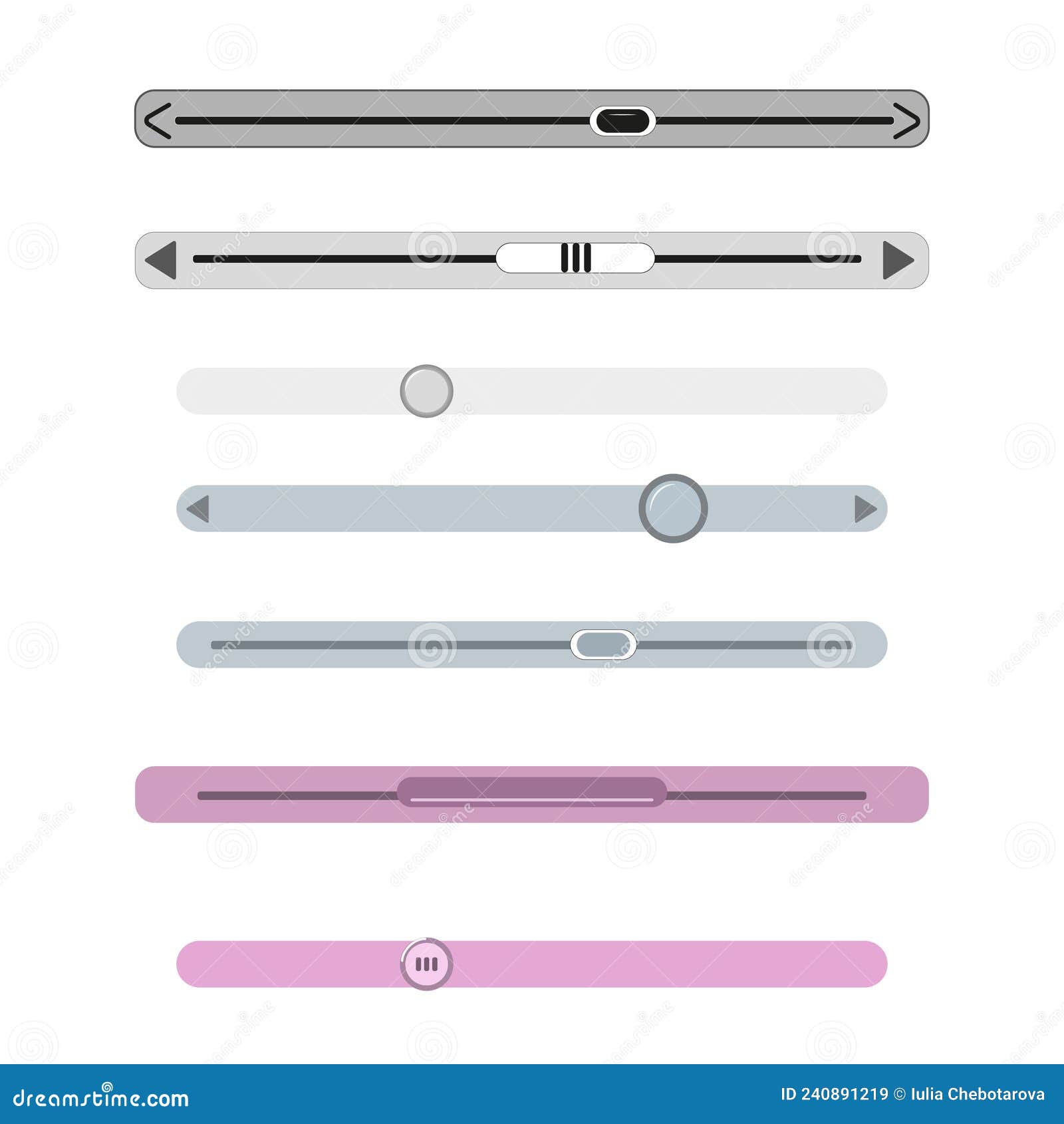 Set of Scrollbar, Graphic Buttons Stock Vector - Illustration of button ...