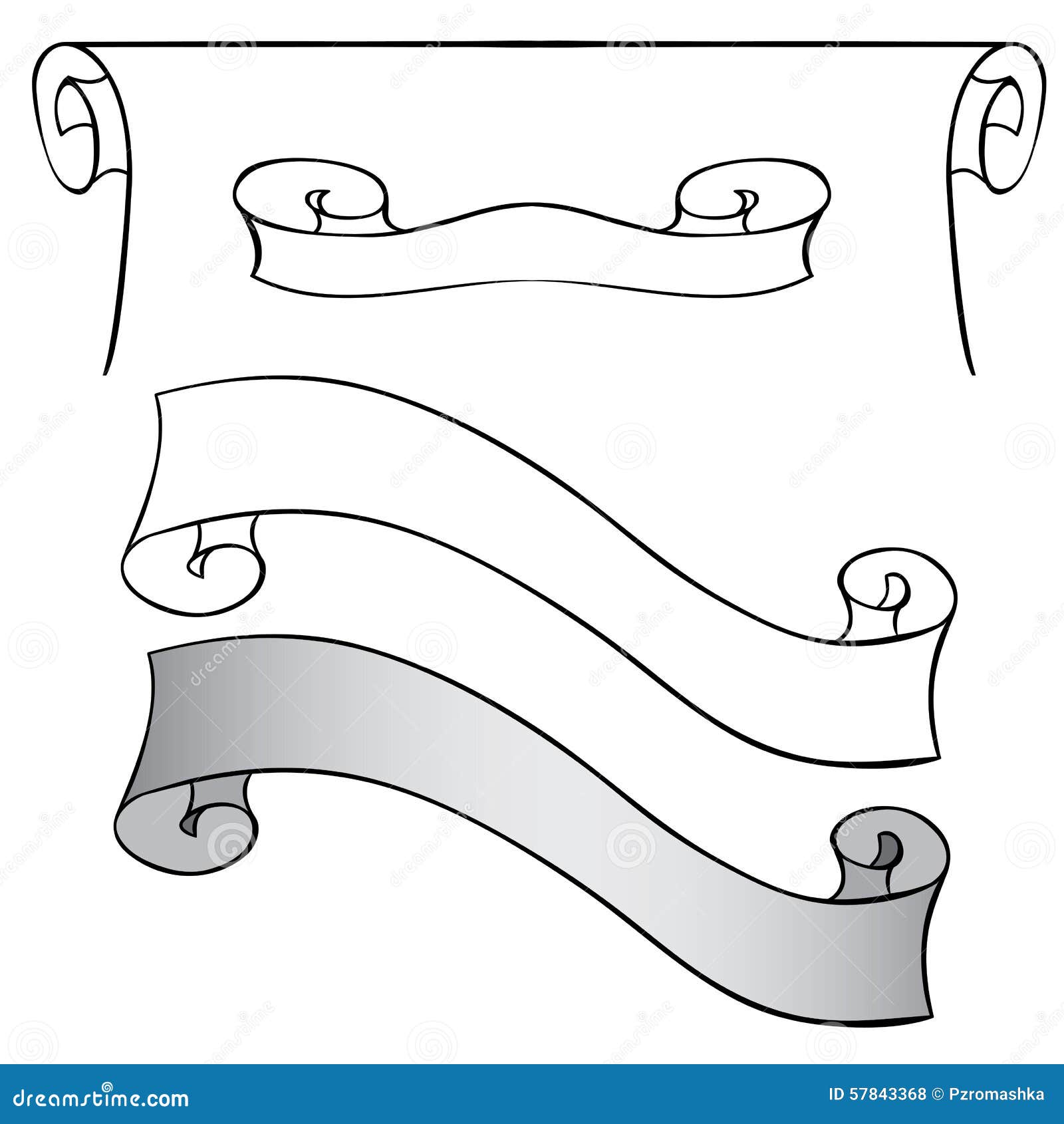 Set of Scrolls and Ribbons. Hand Drawing Stock Vector - Illustration of ...