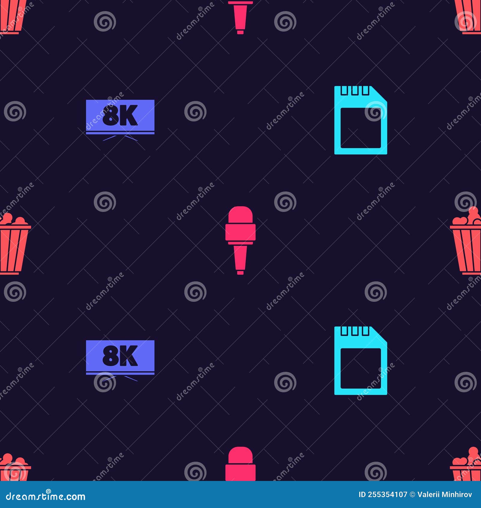 Set SD Card, Screen Tv with 8k, Microphone and Popcorn in Box on ...