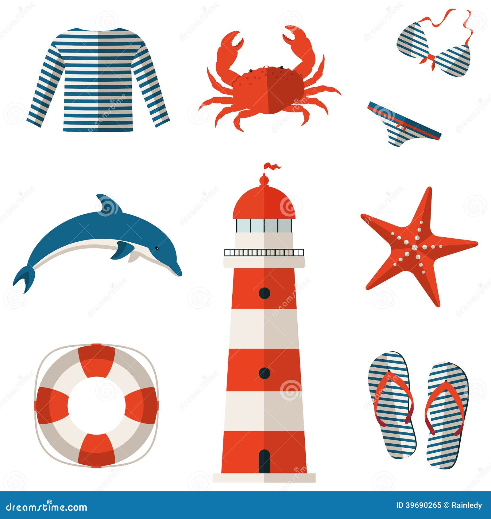 Set of Sea and Beach Flat Icons. Vector Illustration. Stock Vector ...