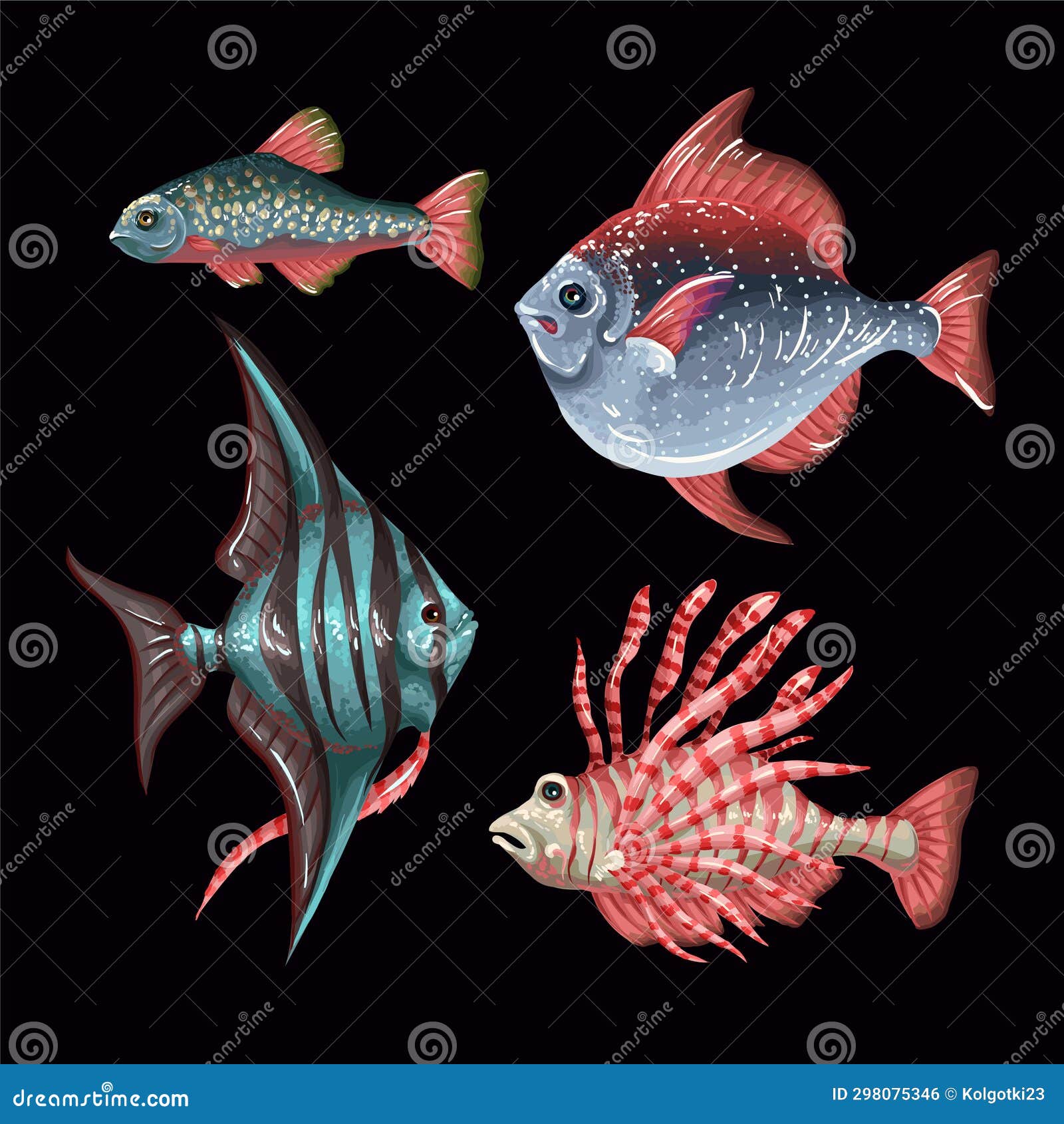 Set of the Sea Fishes Isolated. Vector. Stock Illustration ...