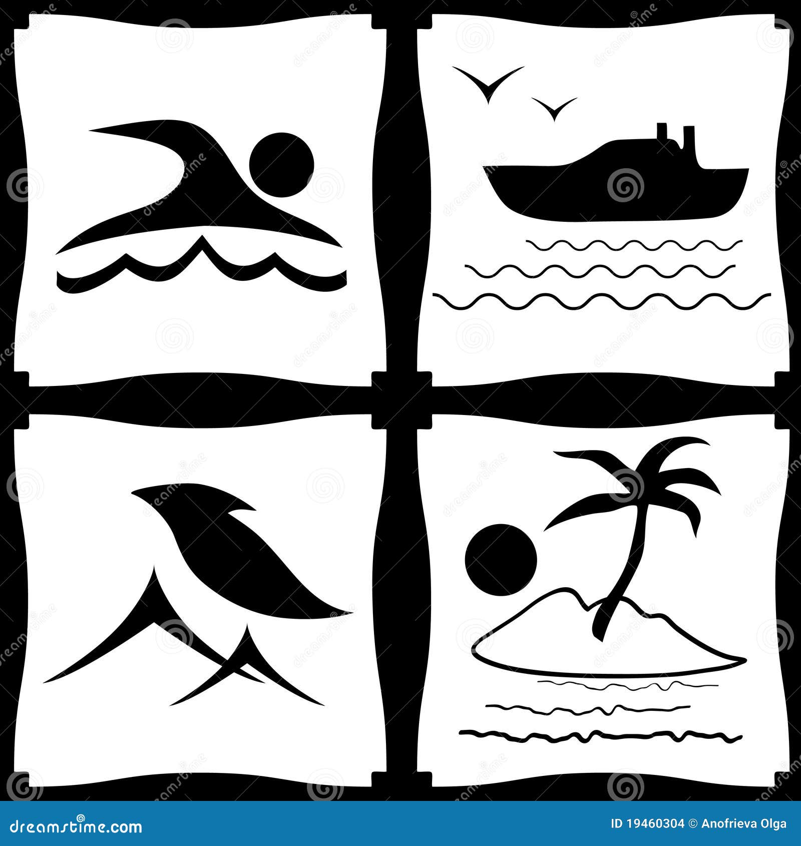 Set of sea icons stock vector. Illustration of black - 19460304