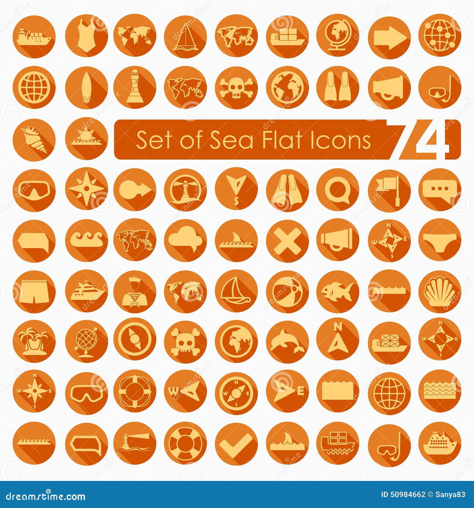 Set of sea icons stock vector. Illustration of color - 50984662