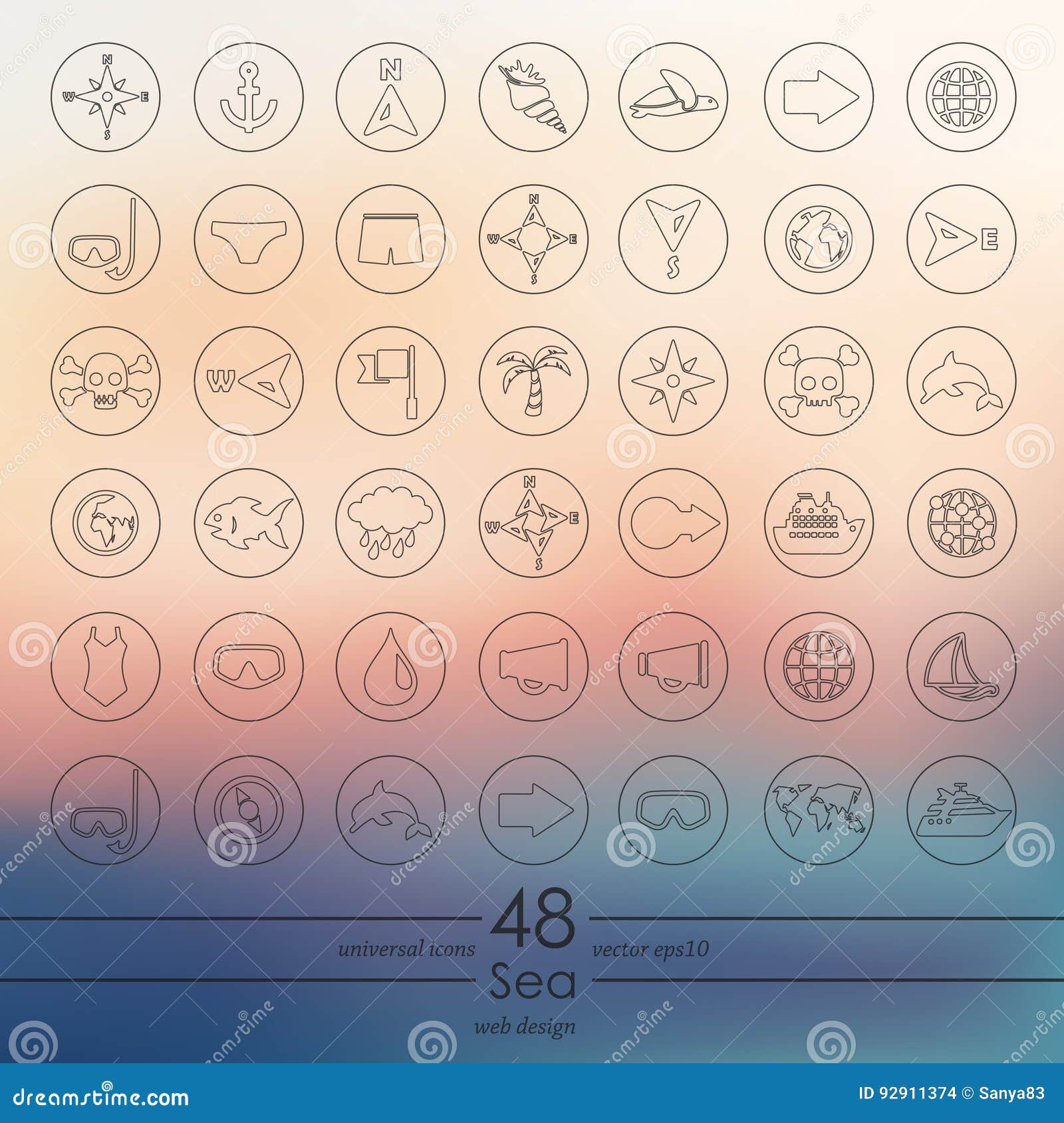 Set of sea icons stock vector. Illustration of creative - 92911374