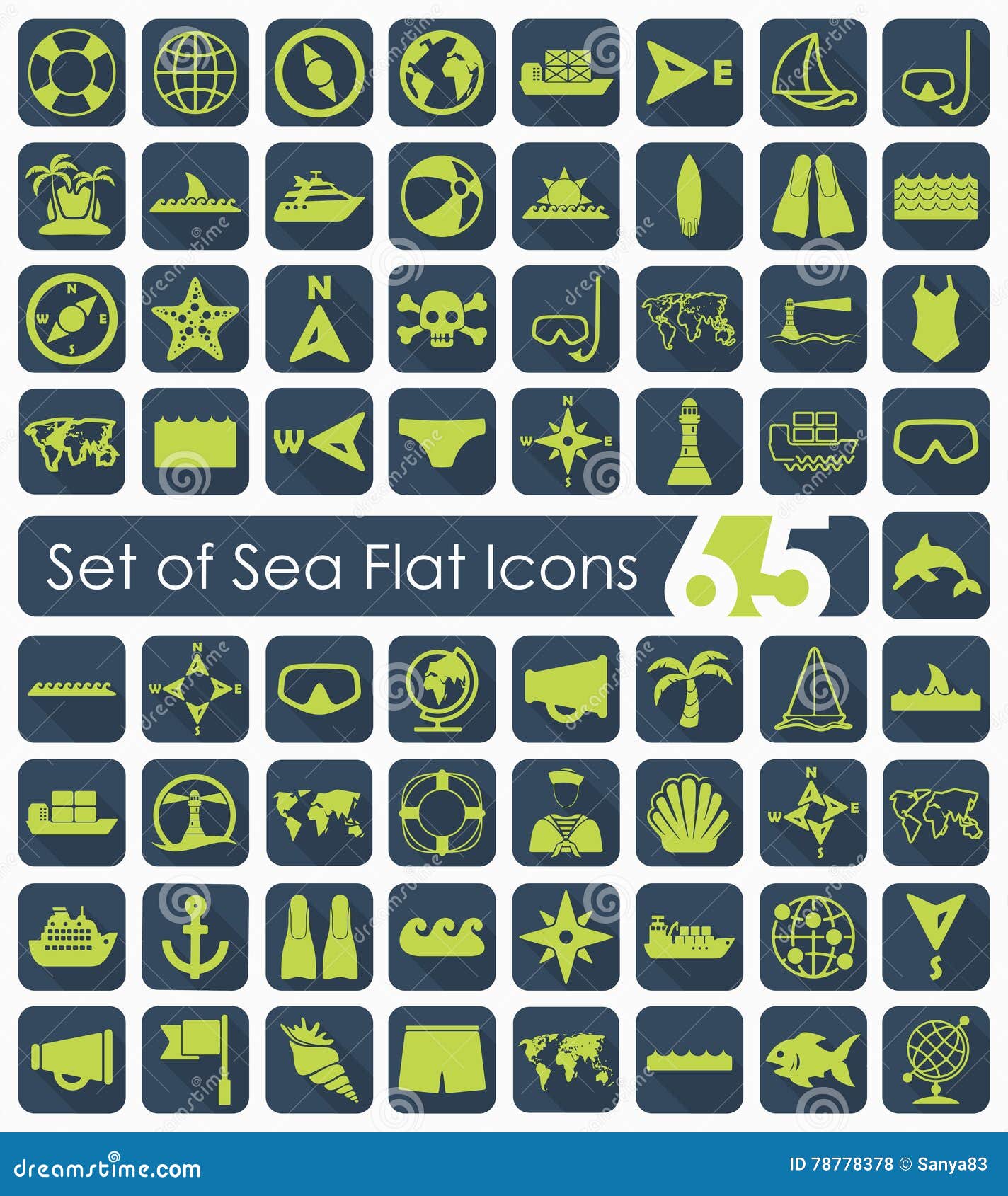 Set of sea icons stock vector. Illustration of frame - 78778378