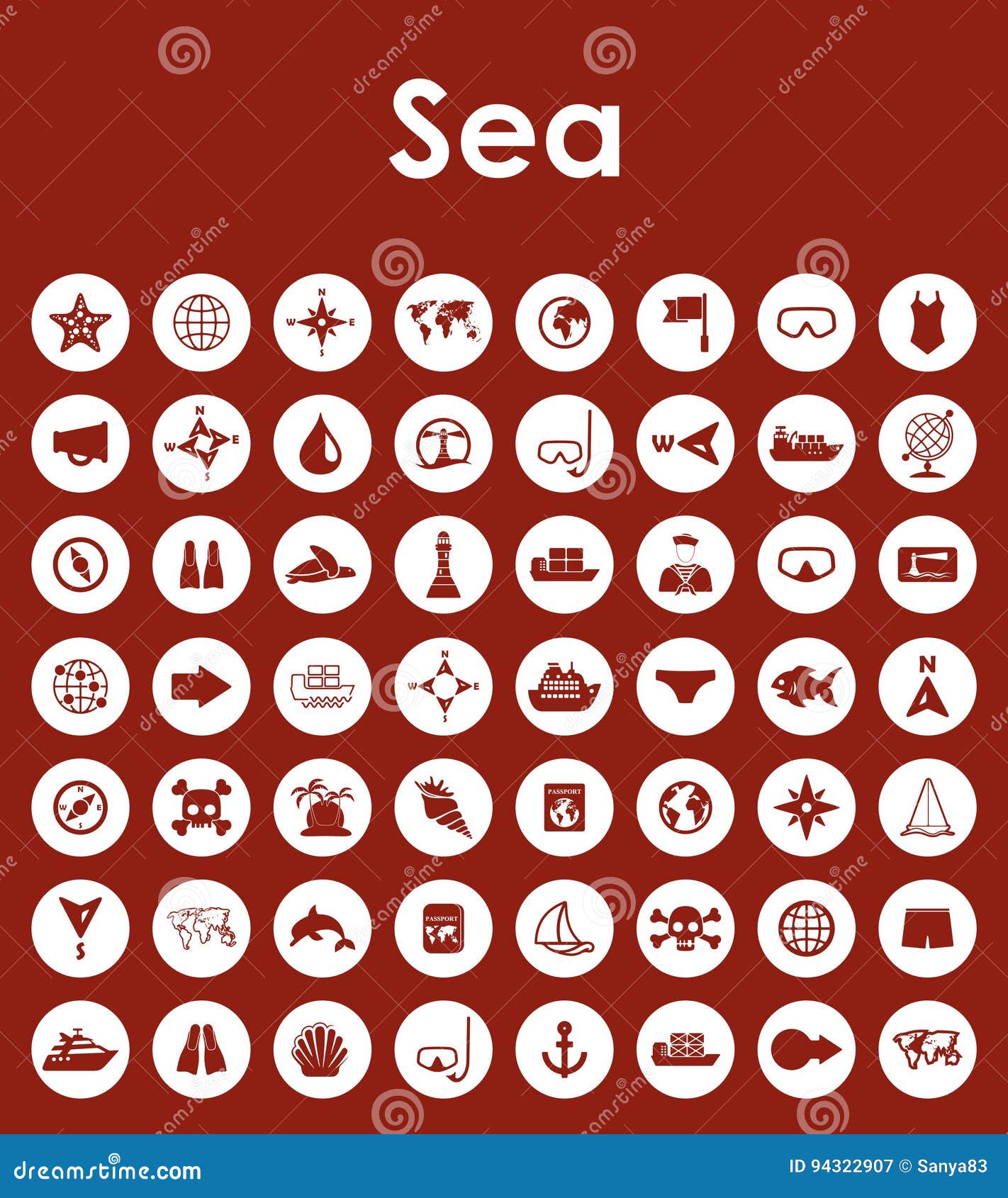 Set of sea simple icons stock vector. Illustration of abstract - 94322907
