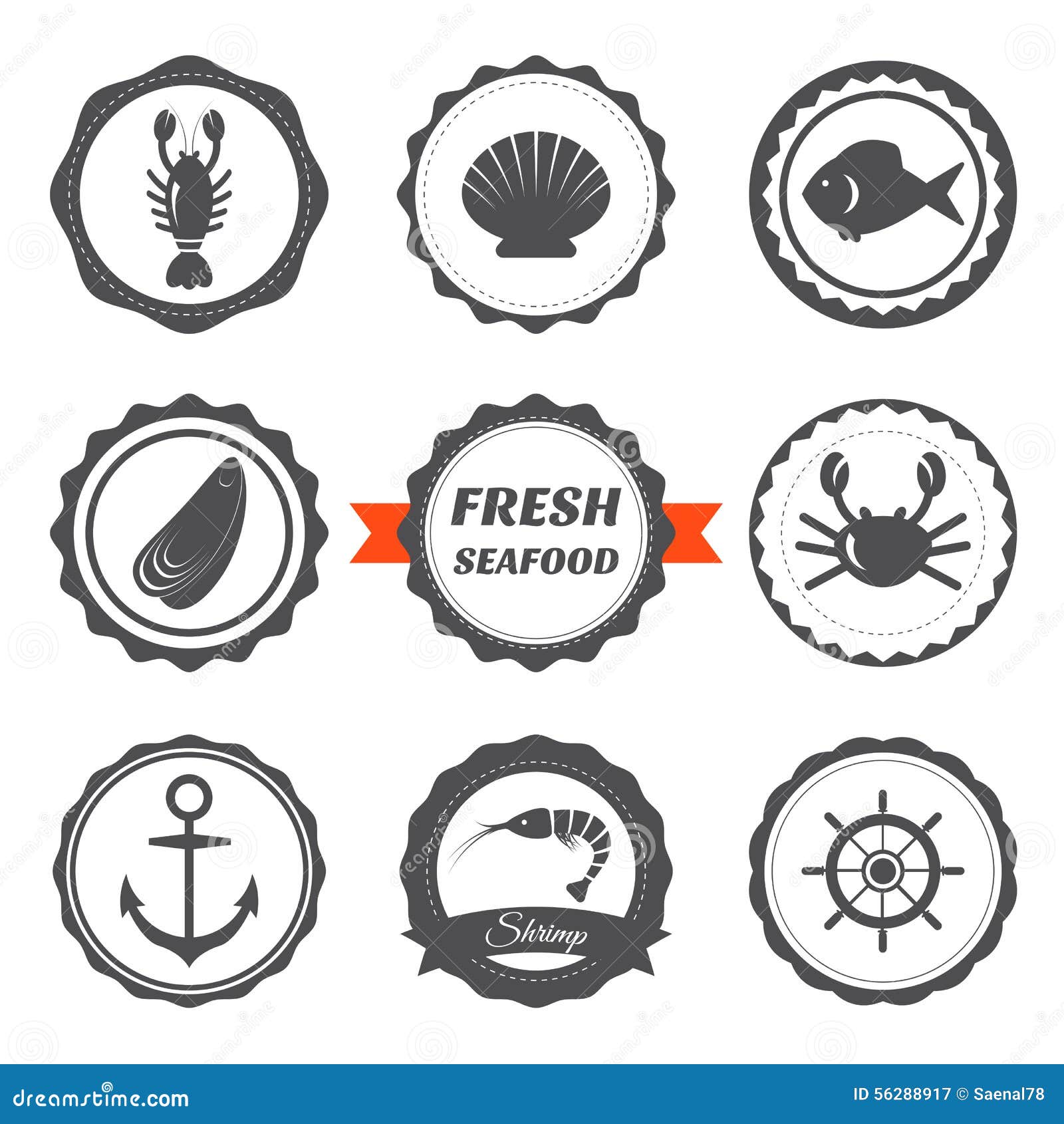 Set of Seafood Labels. Seafood Logos and Design Elements Stock Vector ...
