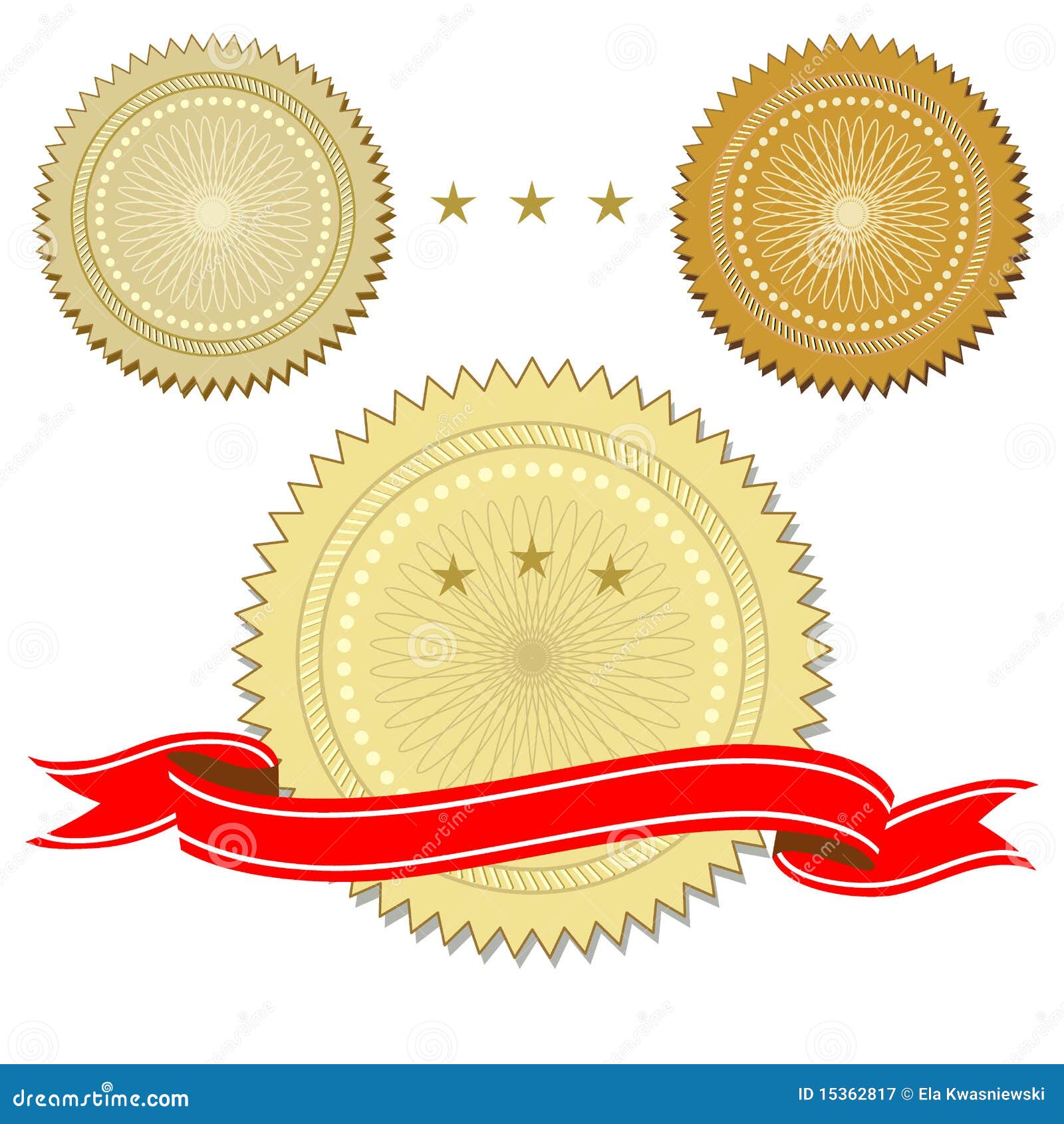 Set of seals with ribbon stock vector. Illustration of label - 15362817