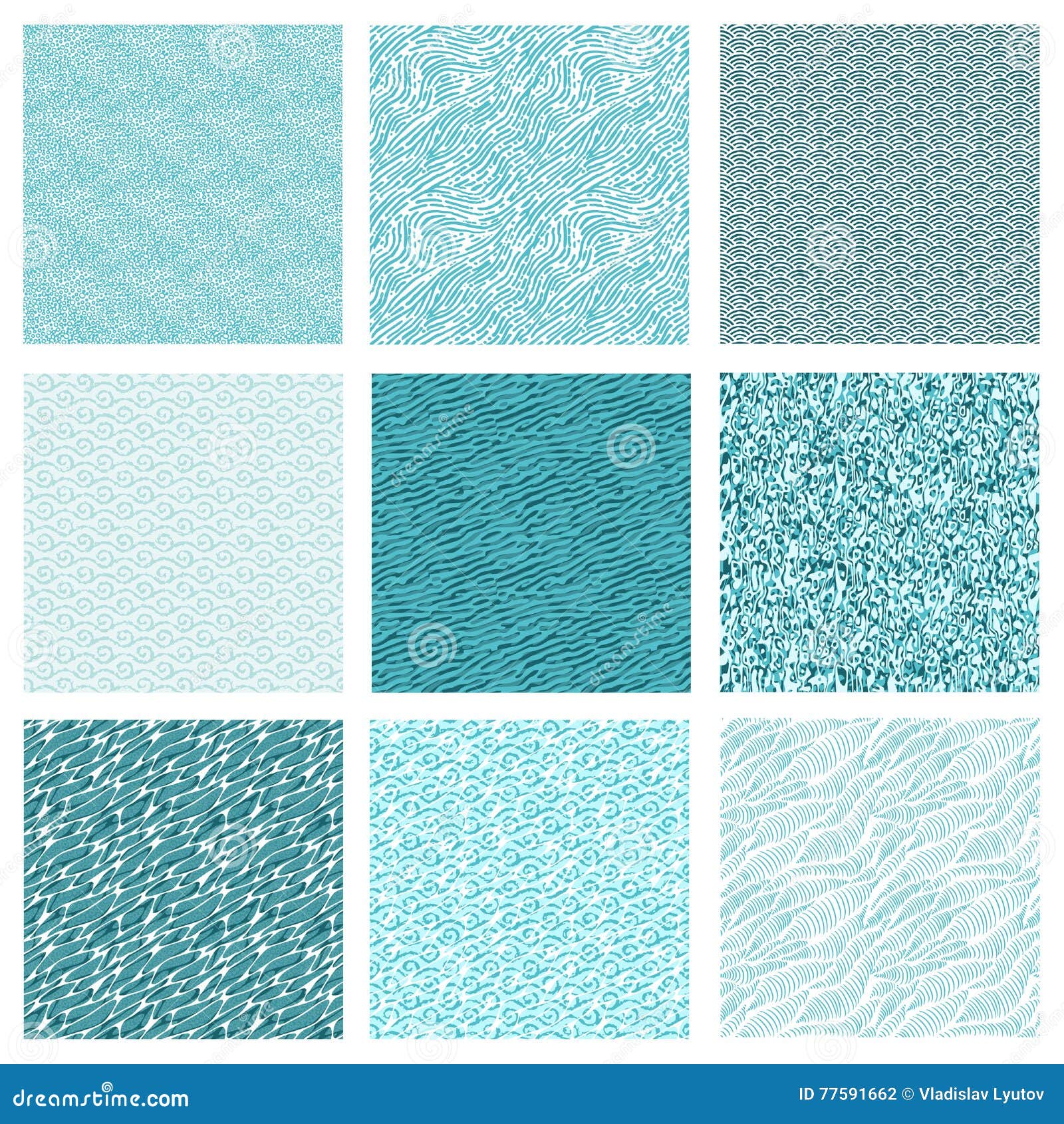 Set of Seamless Abstract Pattern, Waves Background. Stock Vector - Illustration of ocean, color ...