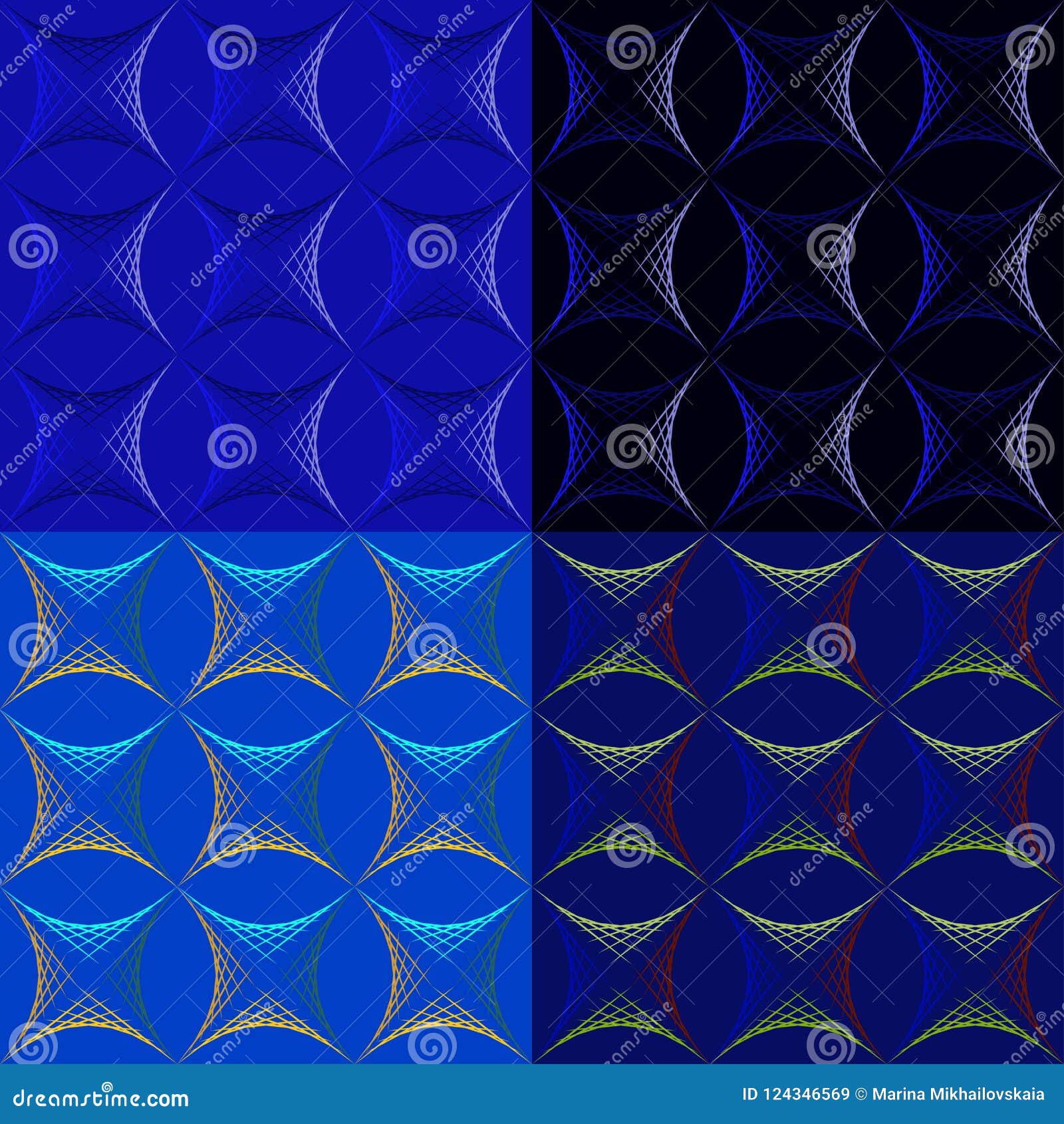 Set of Seamless Abstract Patterns in Blue Tones. Stock Vector ...