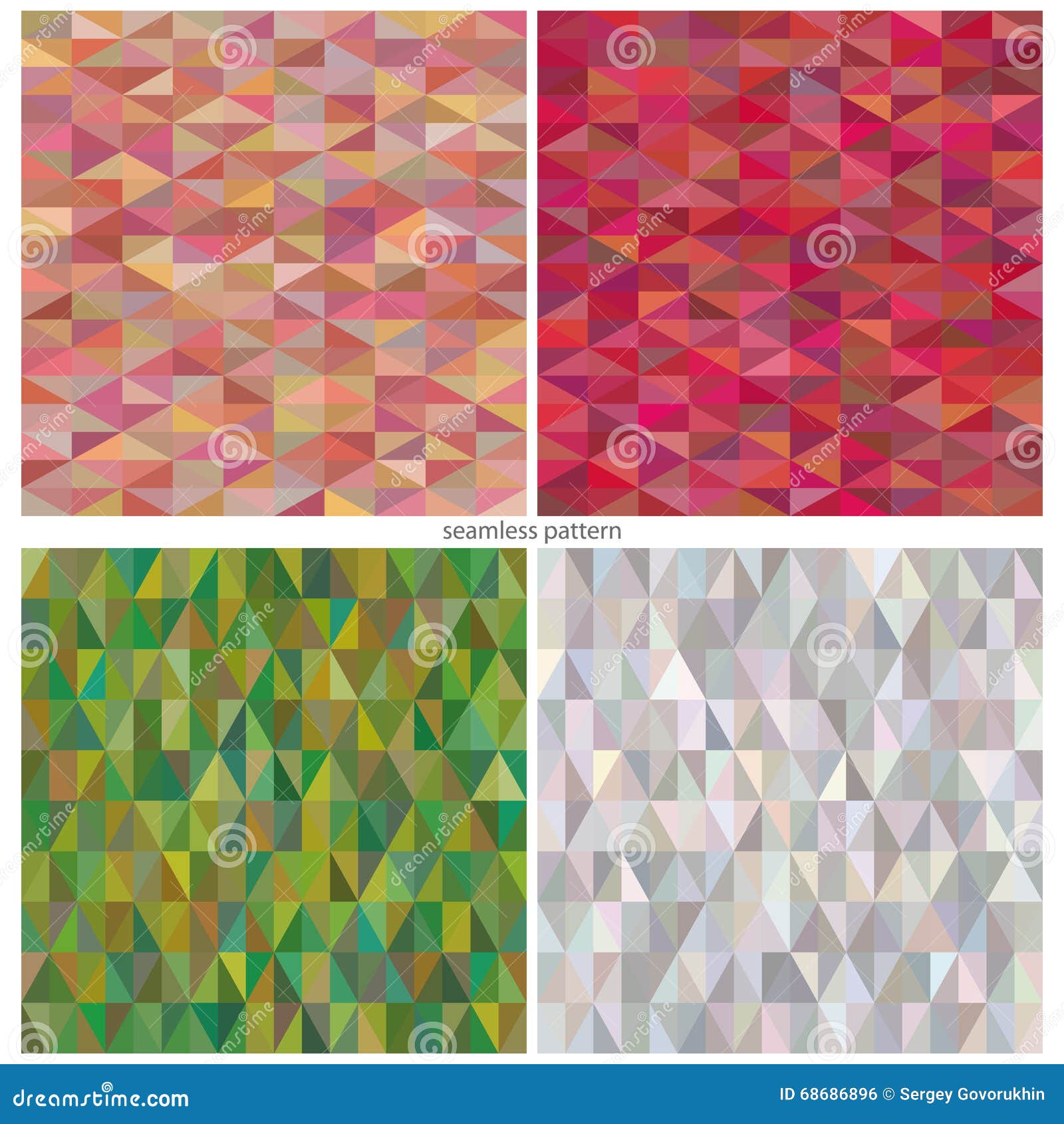 Set of Seamless Abstract Patterns of Triangles of Various Shades Stock ...