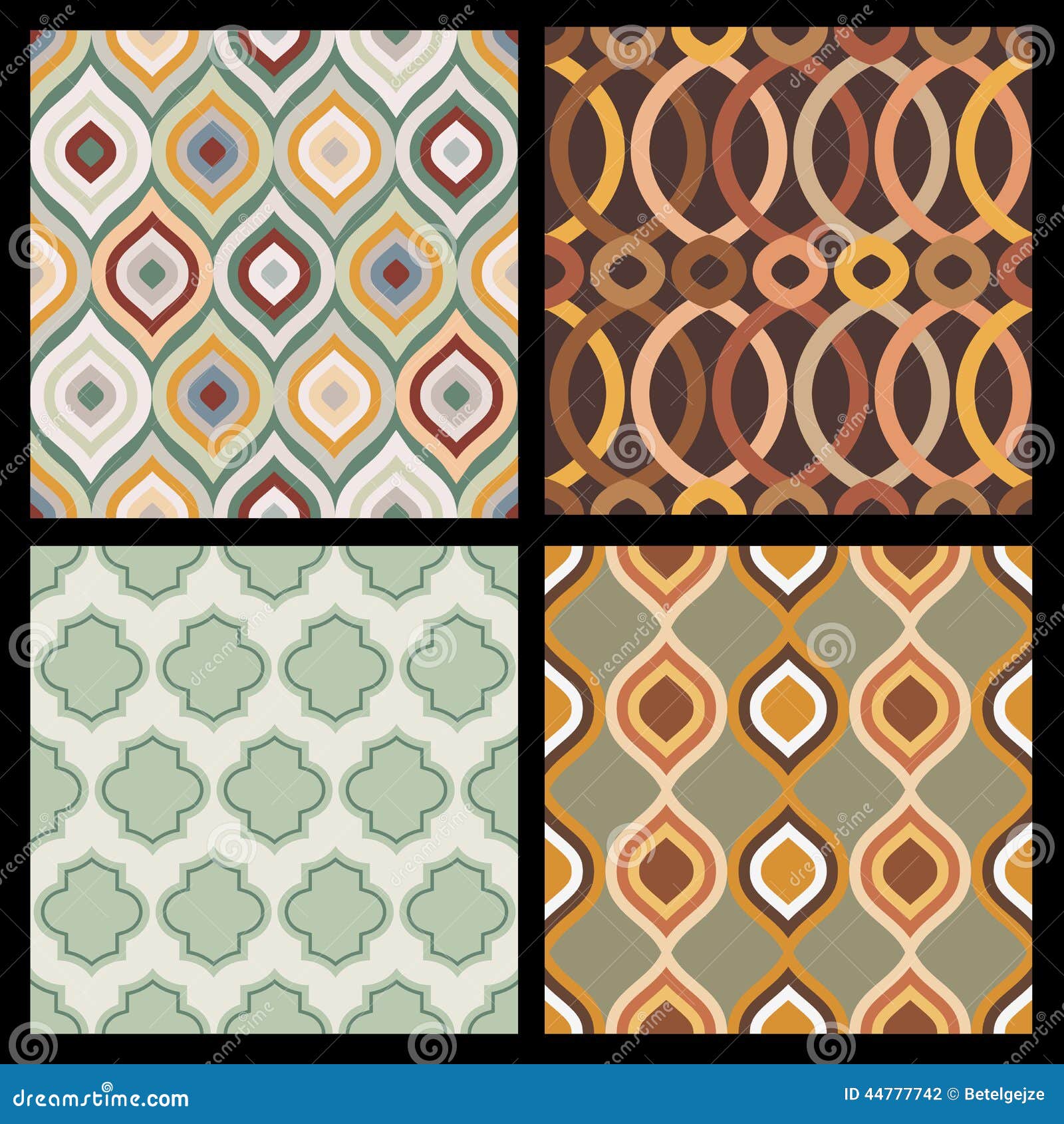 Set of Seamless Autumn Patterns. Abstract Geometric Wallpaper Stock ...