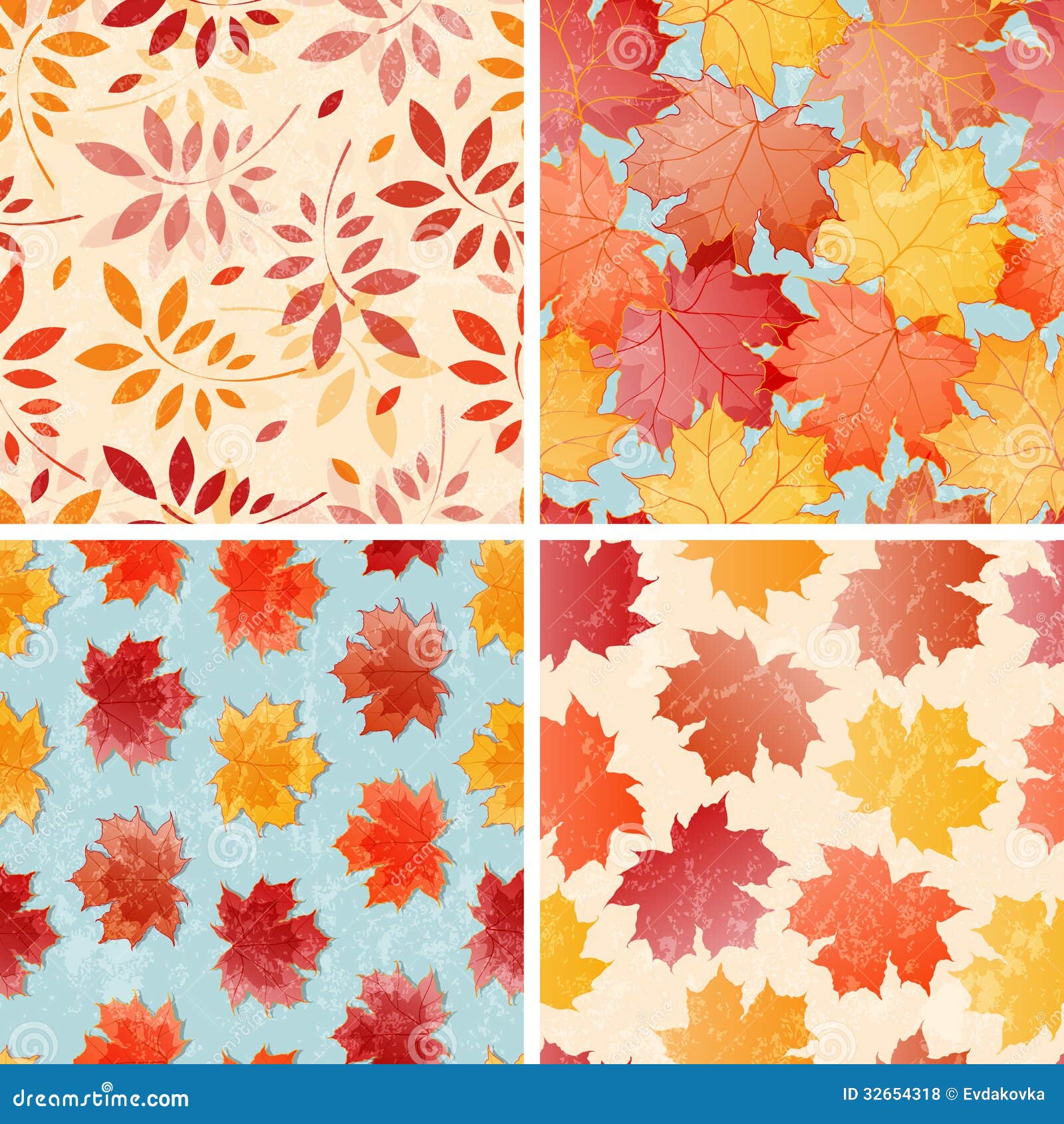 Set of Seamless Autumn Patterns. Stock Vector - Illustration of october ...