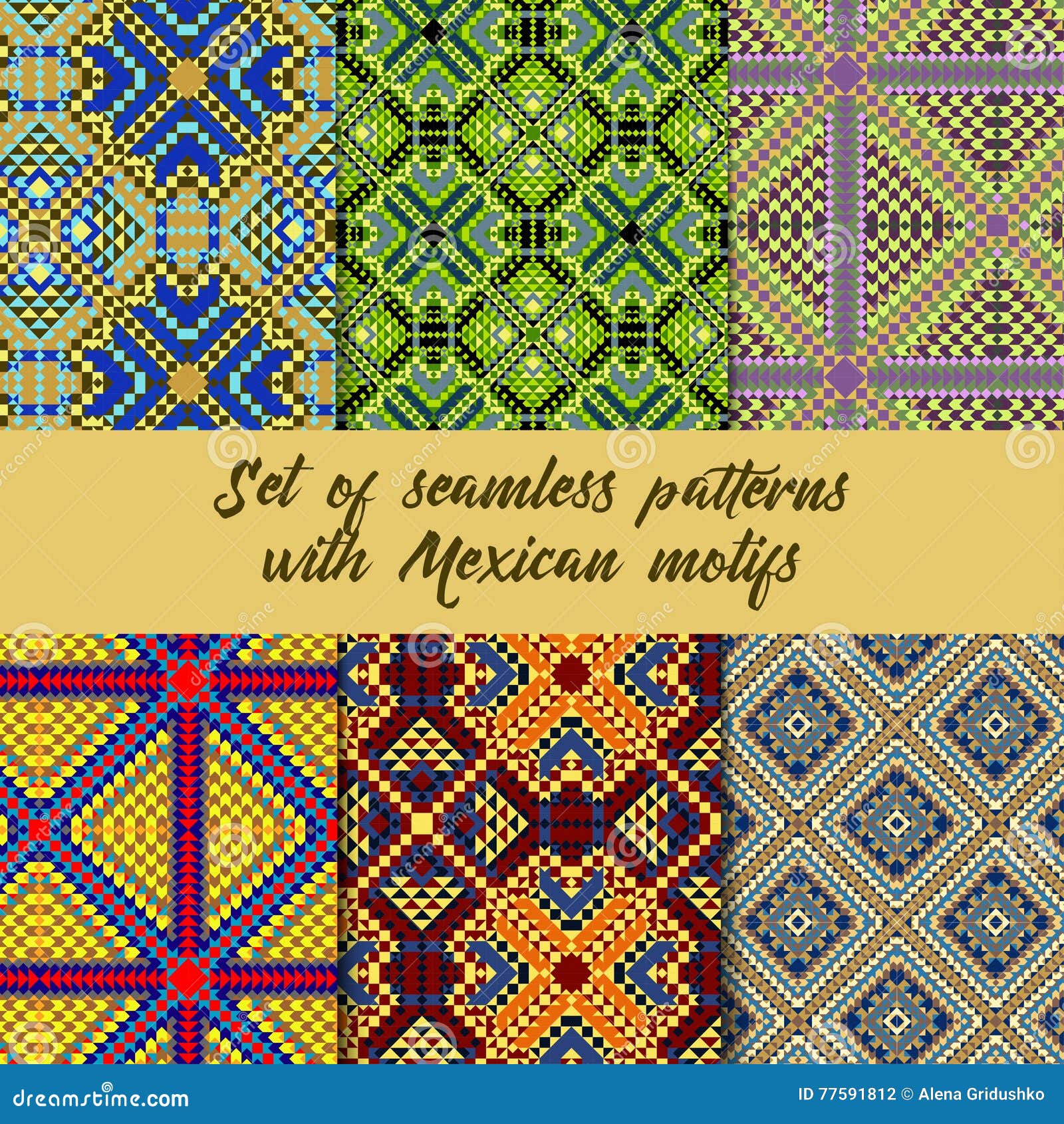 Set of Seamless Aztec Patterns for Printing on Paper or Fabric. Mexican ...