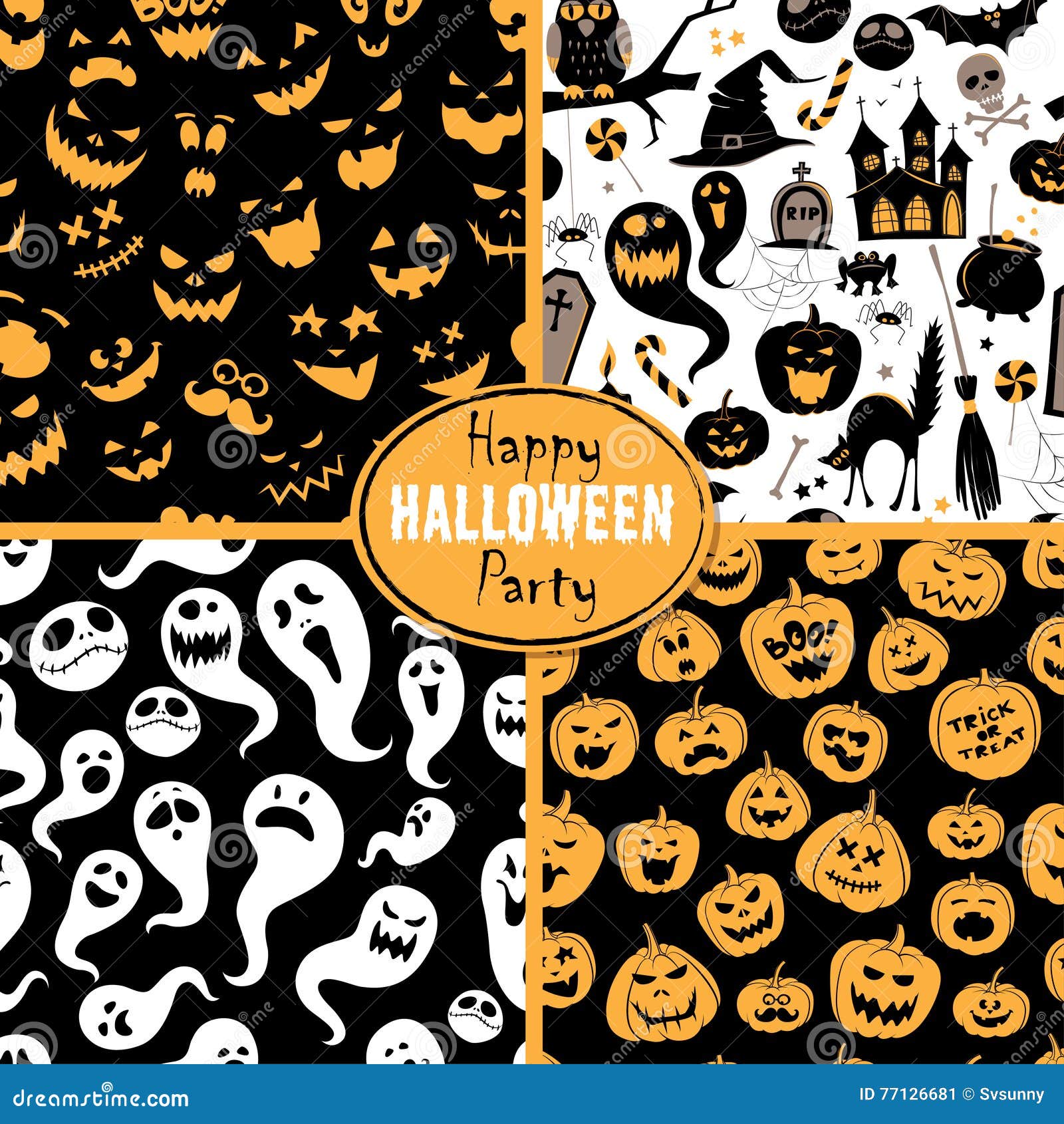 Set of Seamless Background Abstract Pattern for Halloween with P Stock ...