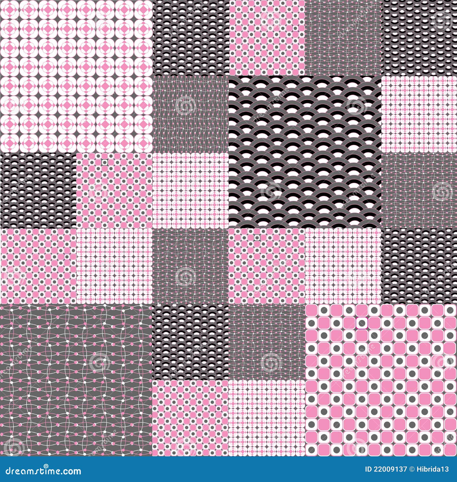 Set of Seamless Backgrounds in Pink Tones Stock Illustration ...