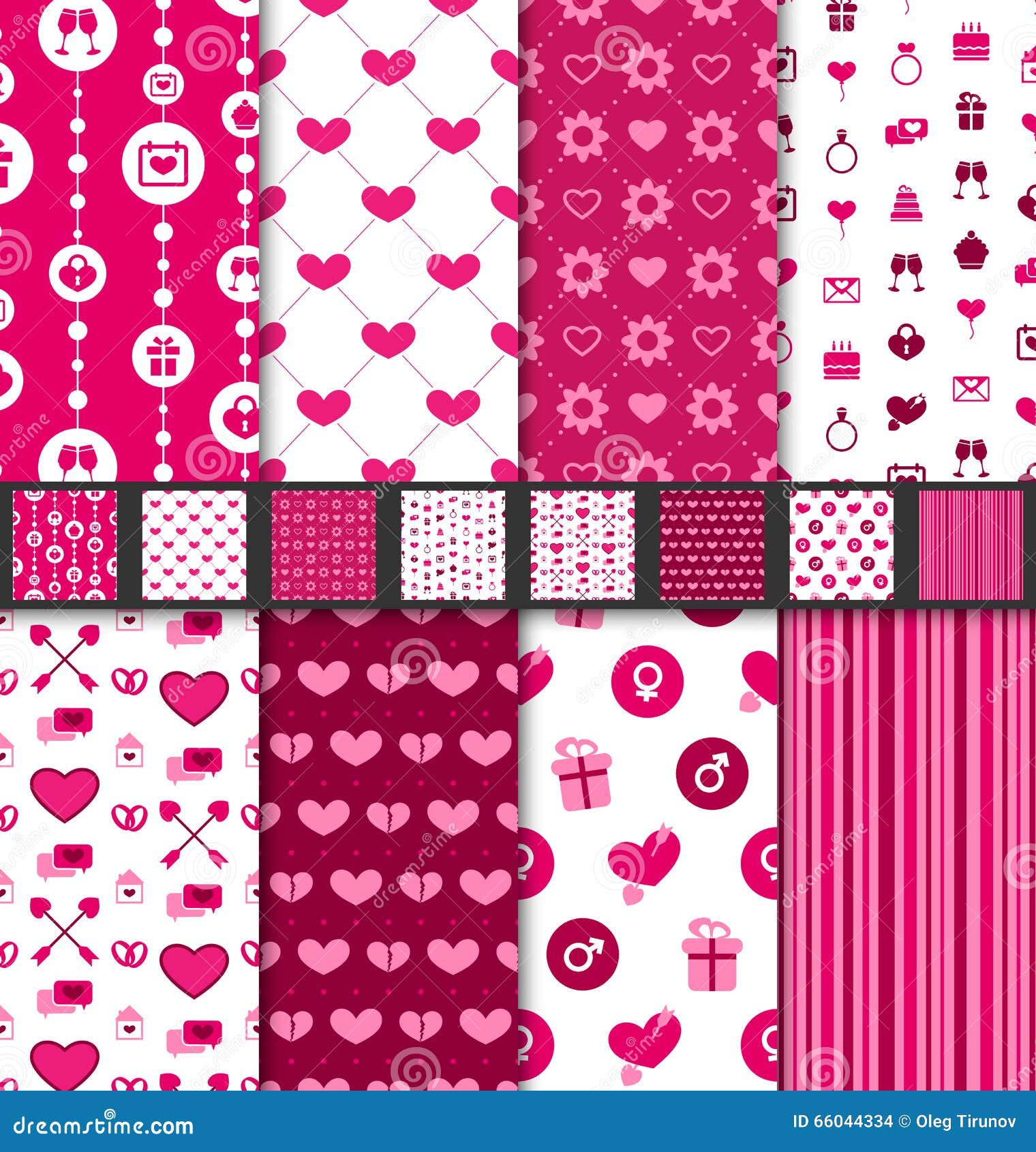 Set Seamless Backgrounds Valentine Day Pattern Stock Vector ...