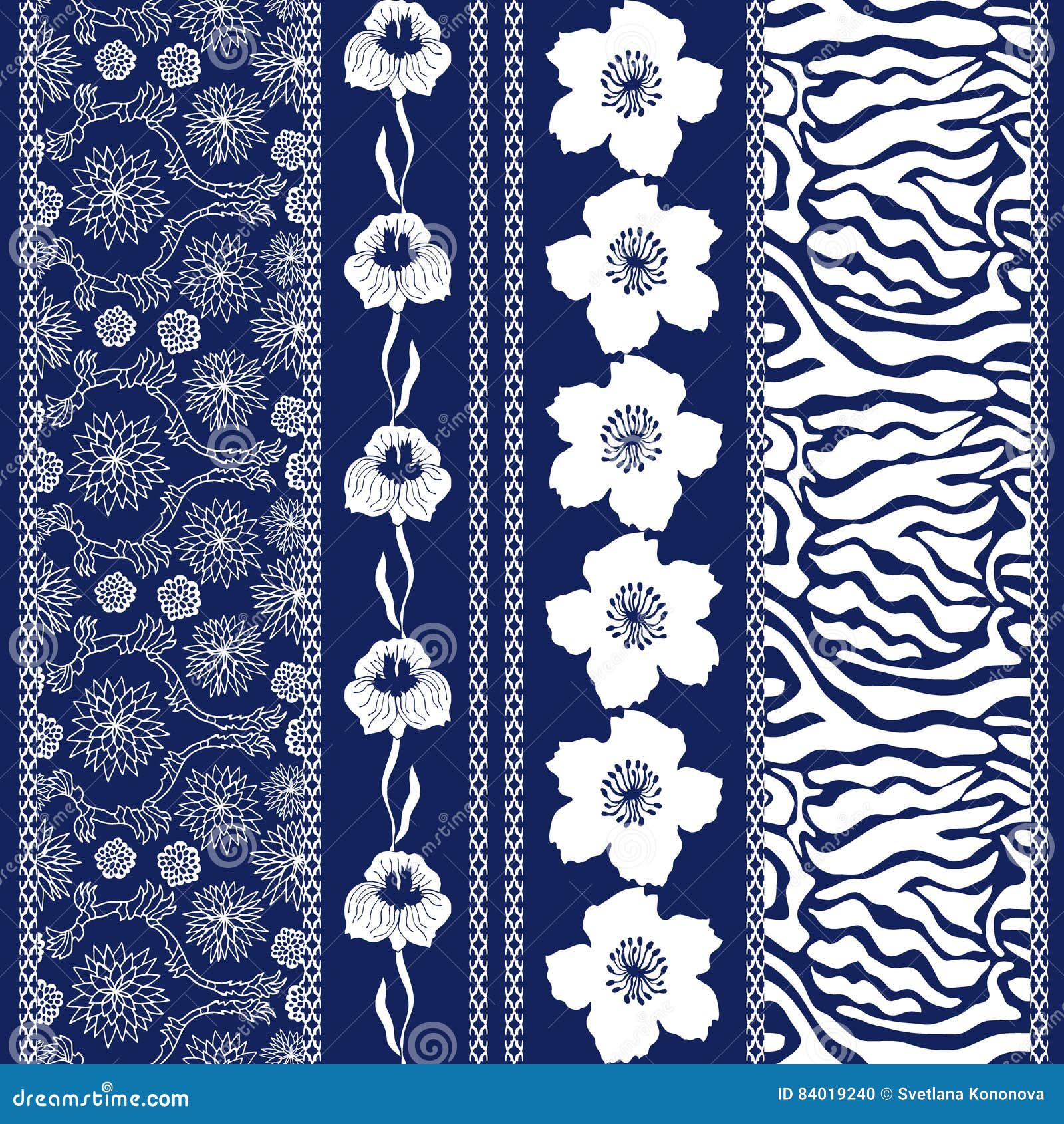 Set of Seamless Batik Borders with Bohemian Elements. Stock Vector ...