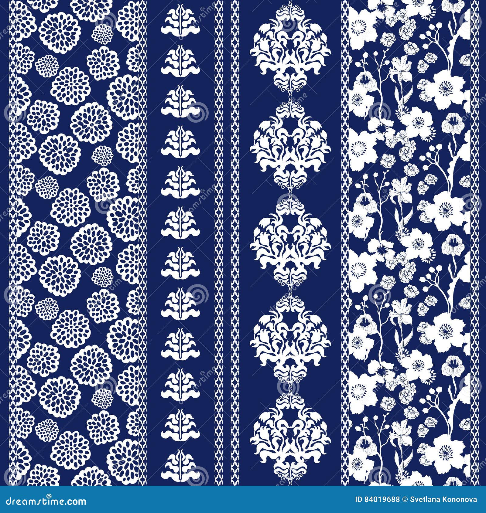 Set of Seamless Batik Borders with Bohemian Elements. Stock Vector ...