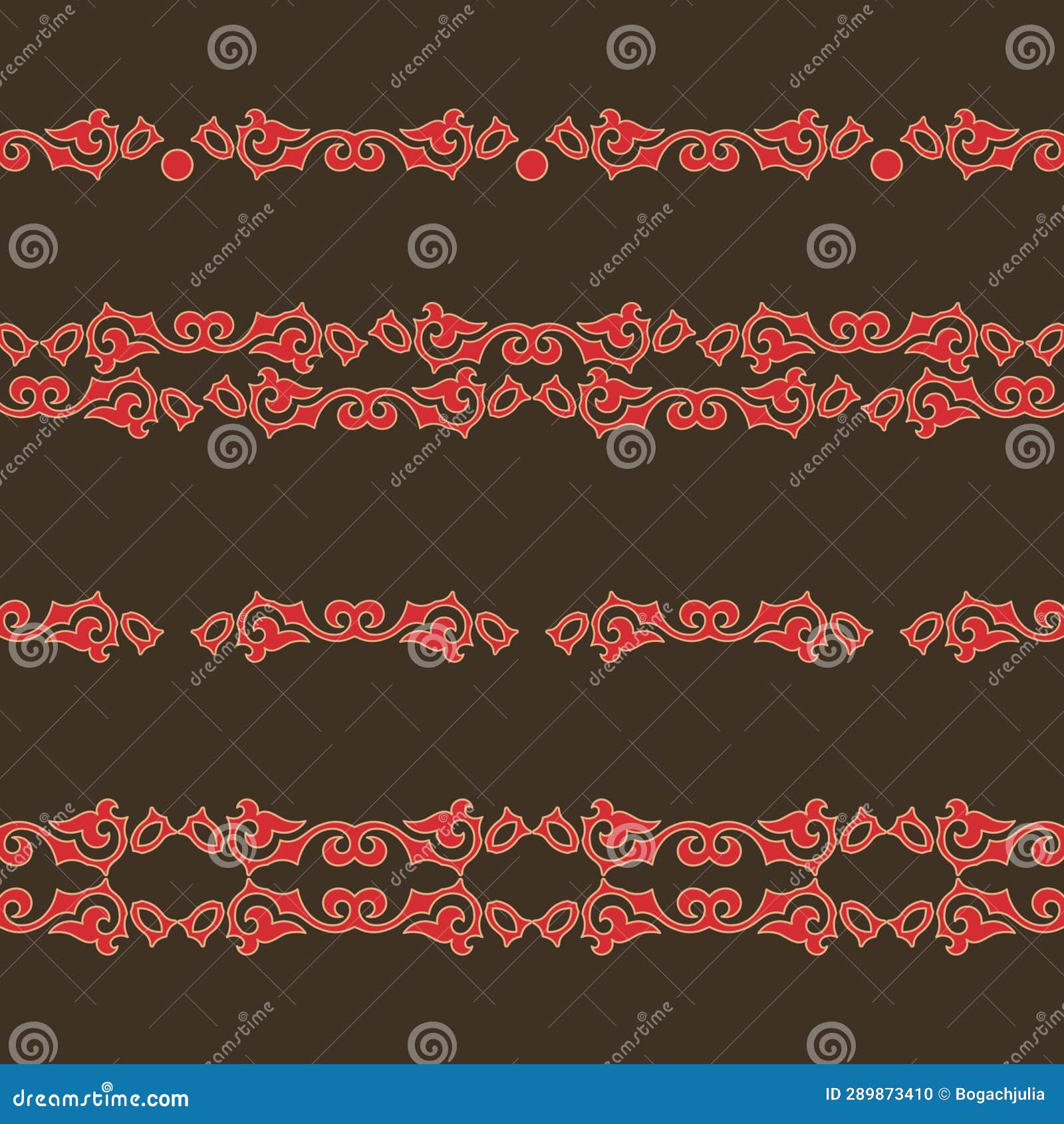 Set of Seamless Border of Asian Folk Pattern. Stock Vector ...