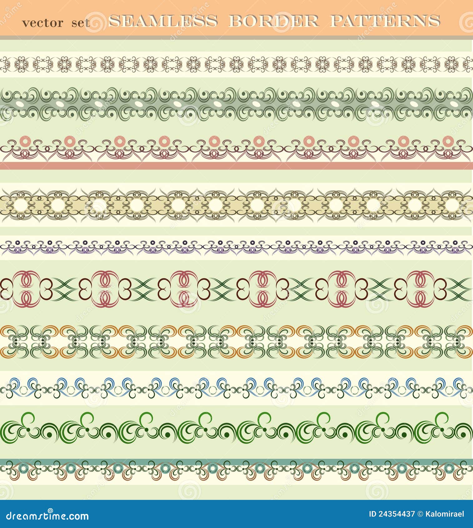 Set of Seamless Border Patterns Stock Vector - Illustration of ...