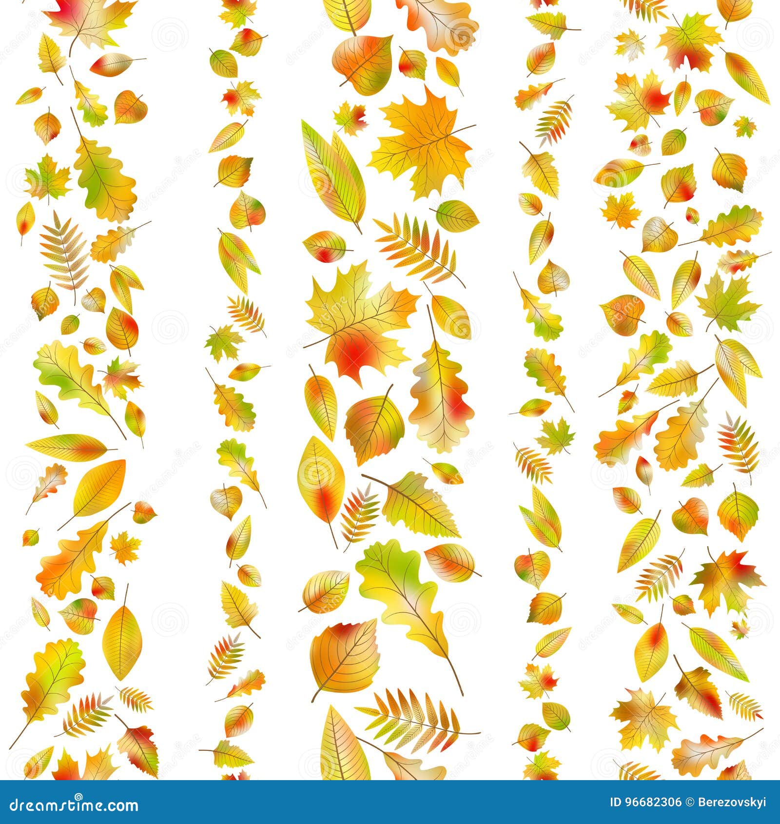 Set of Seamless Borders from Autumn Leaves. EPS 10 Vector Stock Vector ...