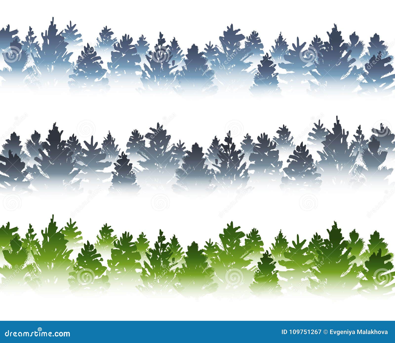 Seamless Coniferous Forest Border Vector Illustration | CartoonDealer ...