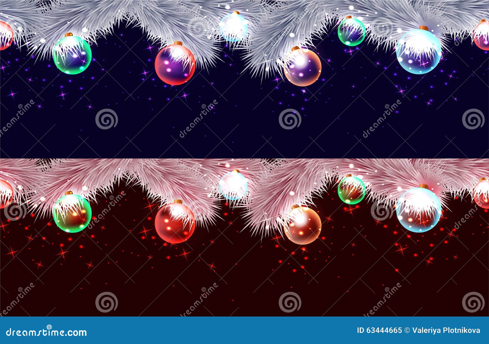 Set of Seamless Borders Made of White Spruce Branches Stock Vector ...