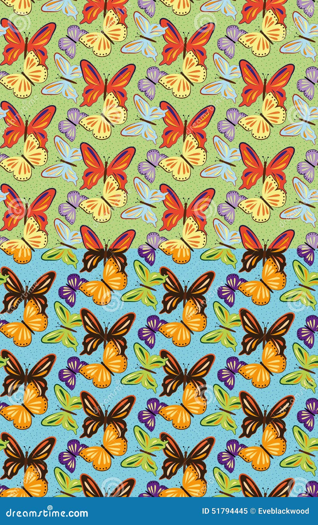 Set of Seamless Butterflies Pattern Stock Vector - Illustration of cute ...