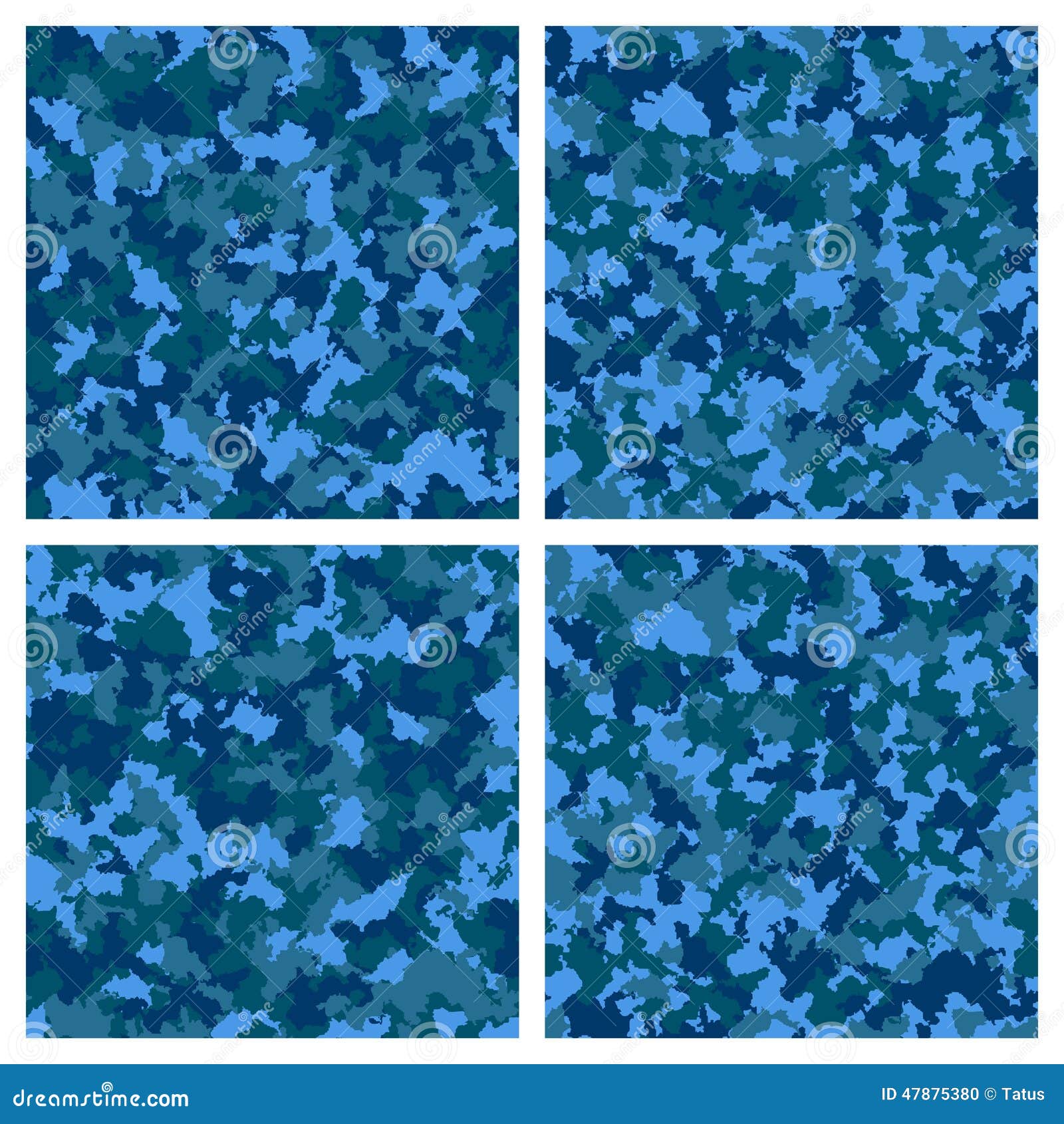 Set of Seamless Camouflage Pattern in Blue Stock Vector - Illustration ...