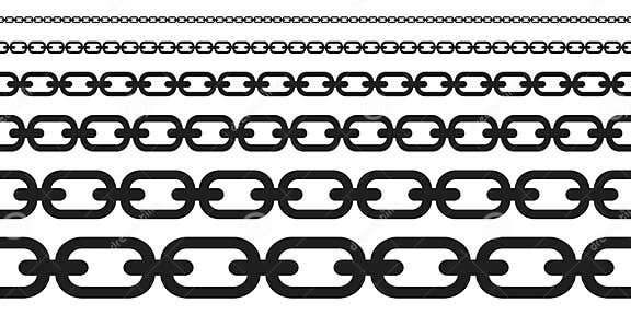 Set of Seamless Chains. Horizontal Seamless Chains Collection Isolated ...