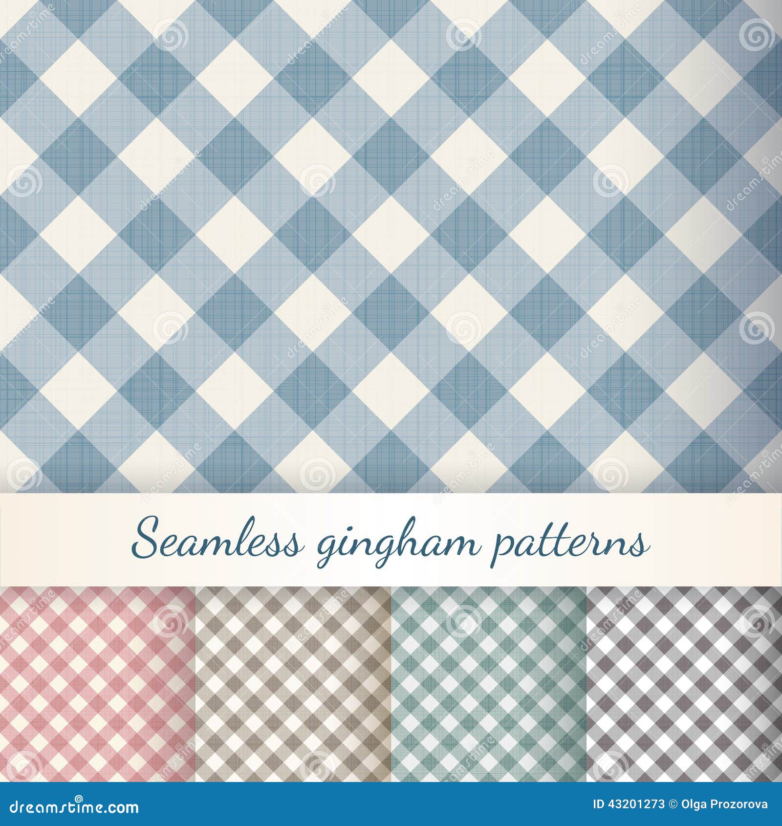 Set of Seamless Checkered Gingham Patterns Stock Vector - Illustration ...