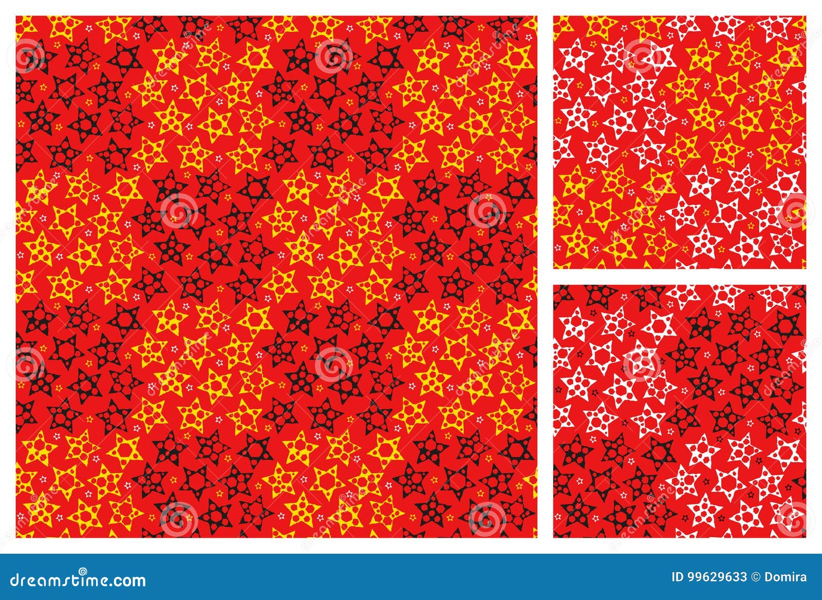 Set of Seamless Checkered Patterns from the Stars on Red Background ...