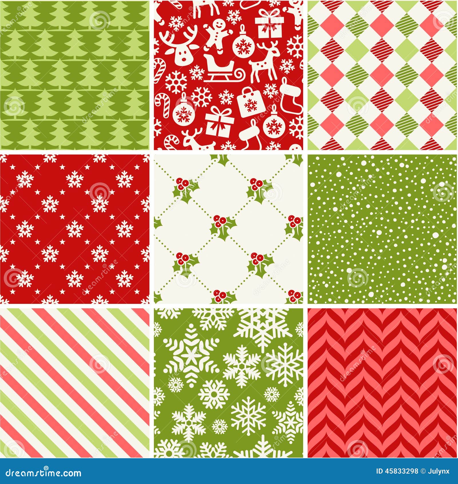 Set of Seamless Christmas Patterns Stock Vector - Illustration of ...