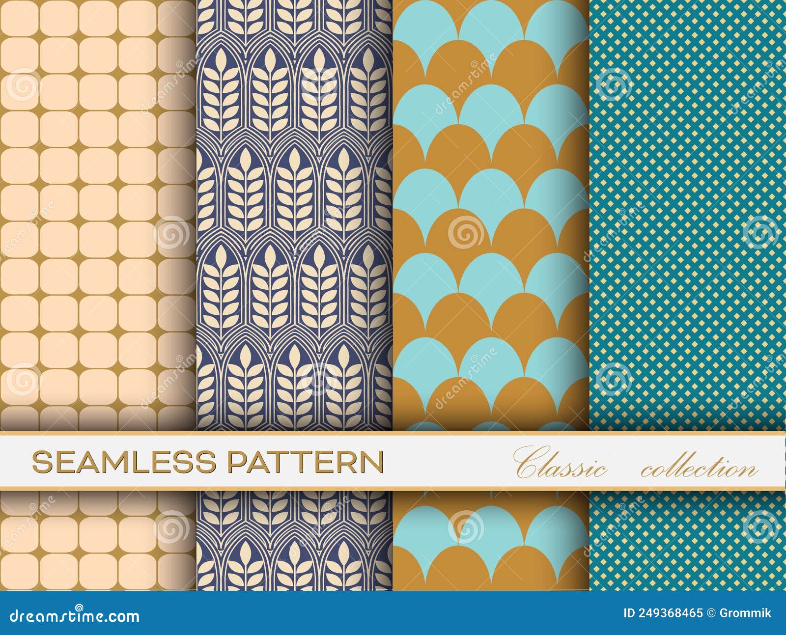 Set Of Seamless Classic Patterns Of Gold Weaving Of Different Color ...