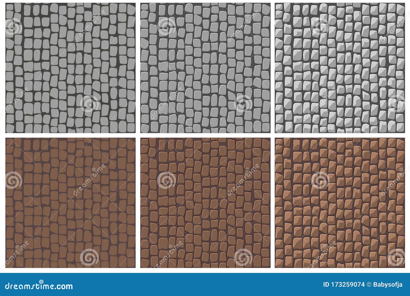 Set of Seamless Cobblestone Paving Patterns To Improve. Stock Vector ...