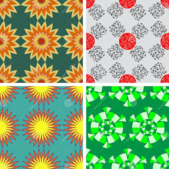 Set of Seamless Color Patterns Stock Illustration - Illustration of ...