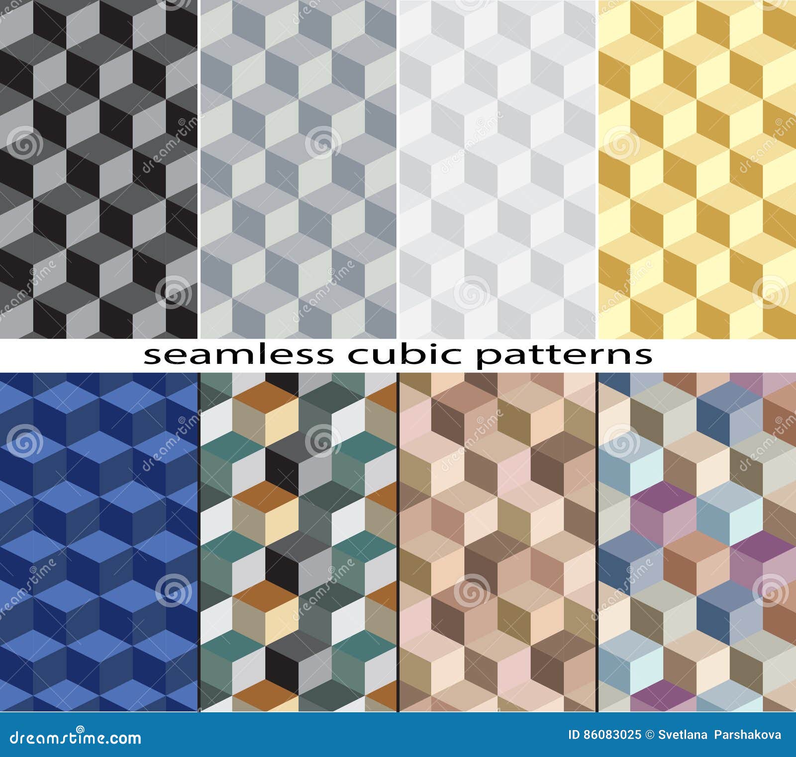 Set of Seamless Cubic Patterns. Stock Vector - Illustration of cube ...
