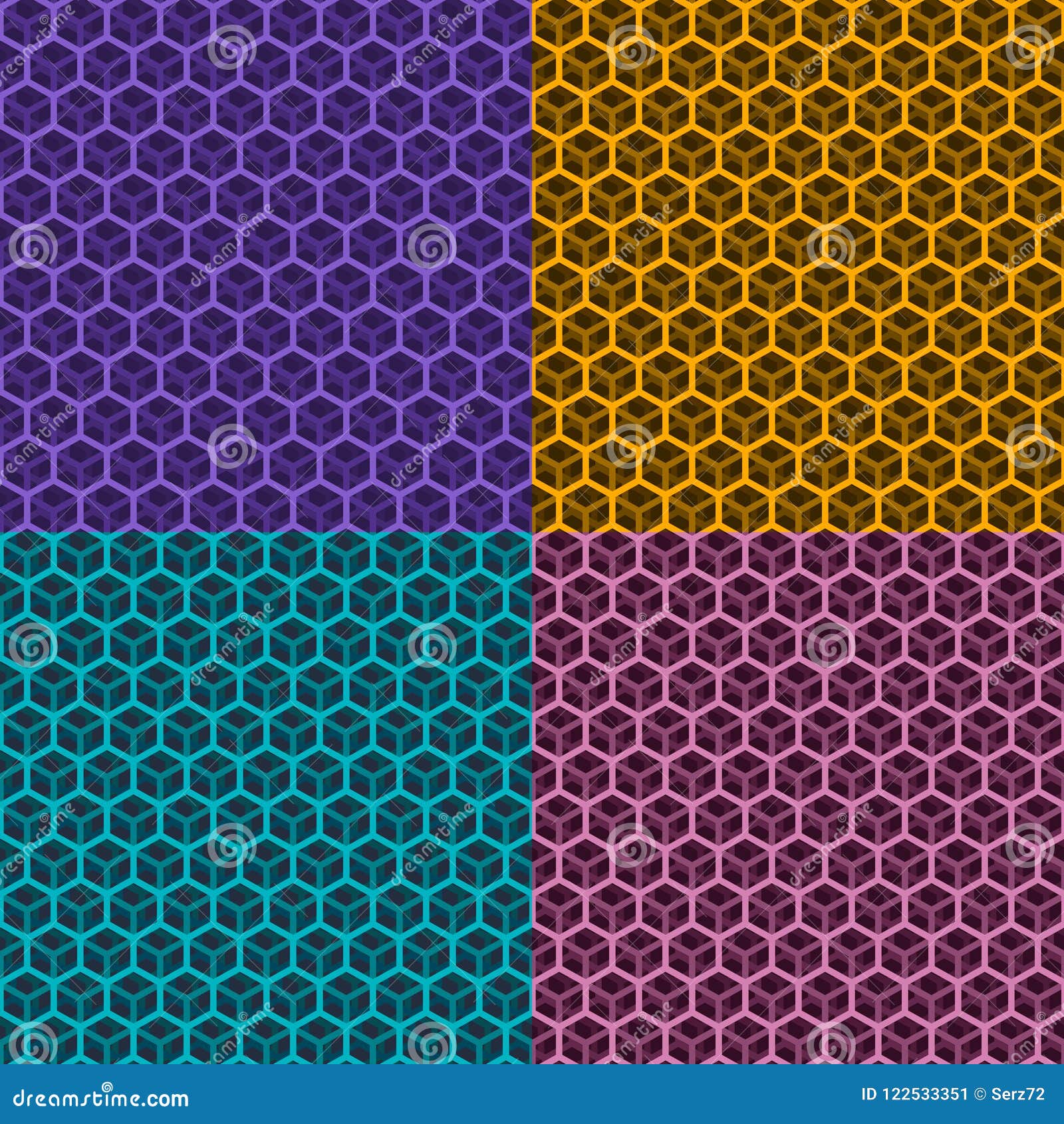 Set of Seamless Cubic Patterns Stock Vector - Illustration of design ...