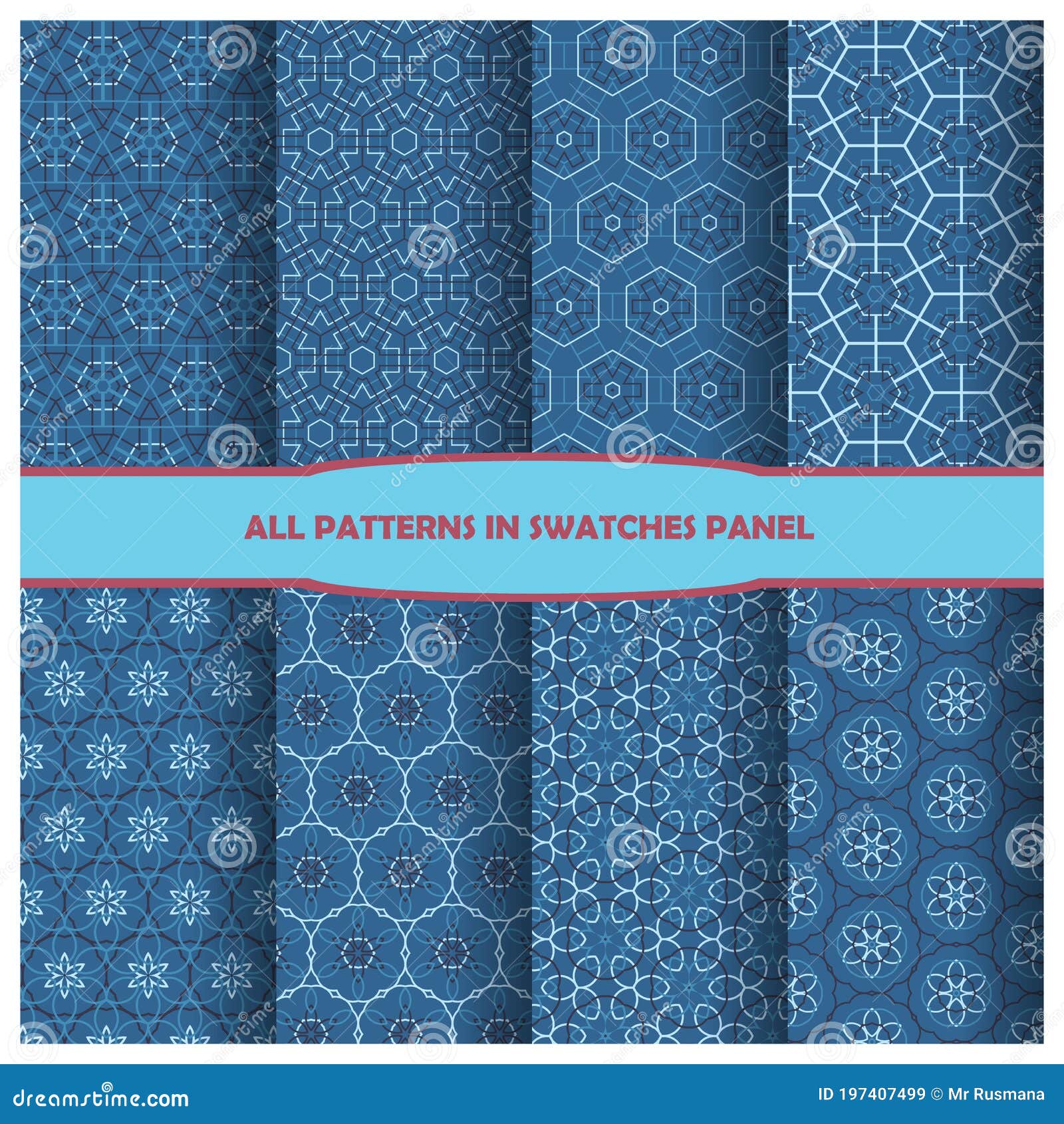Set of Seamless Decorative Geometric Shapes Pattern Stock Vector ...
